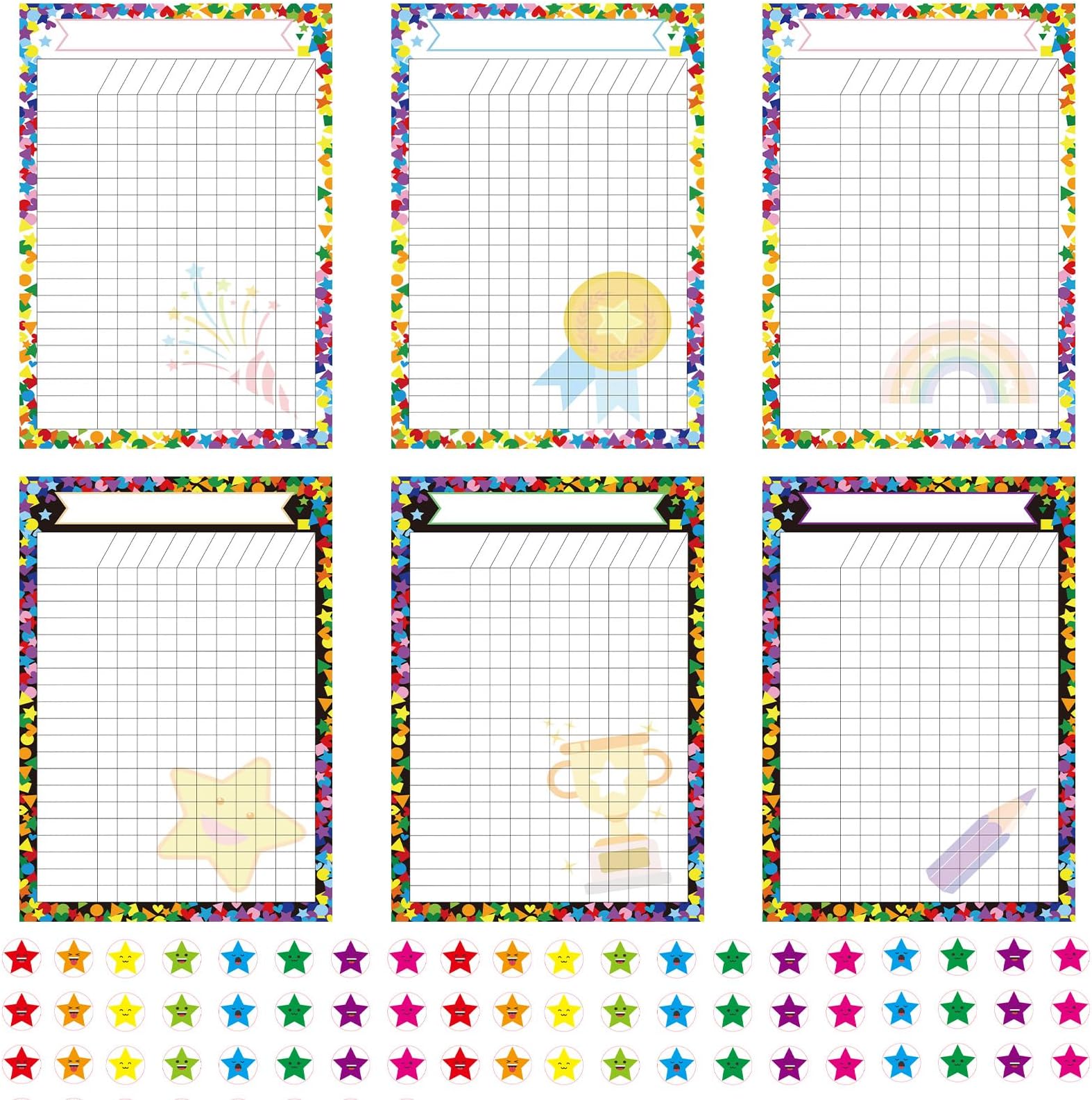 Amazon.com : Tatuo 6 Pieces Classroom Incentive Chart Reward Chart with ...