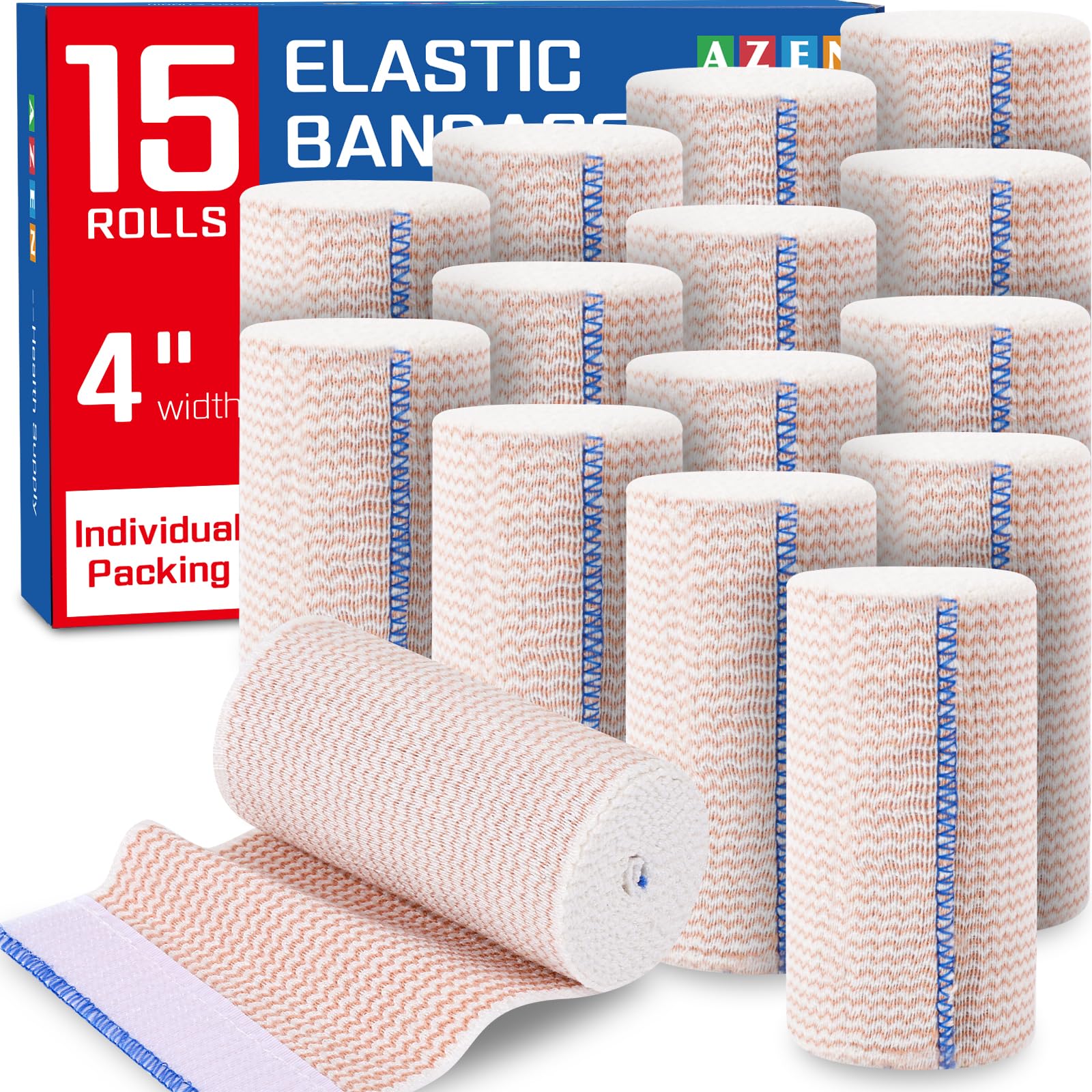 Amazon.com: AZEN Premium 15 Pack Elastic Bandage Wrap 4 Inch ...