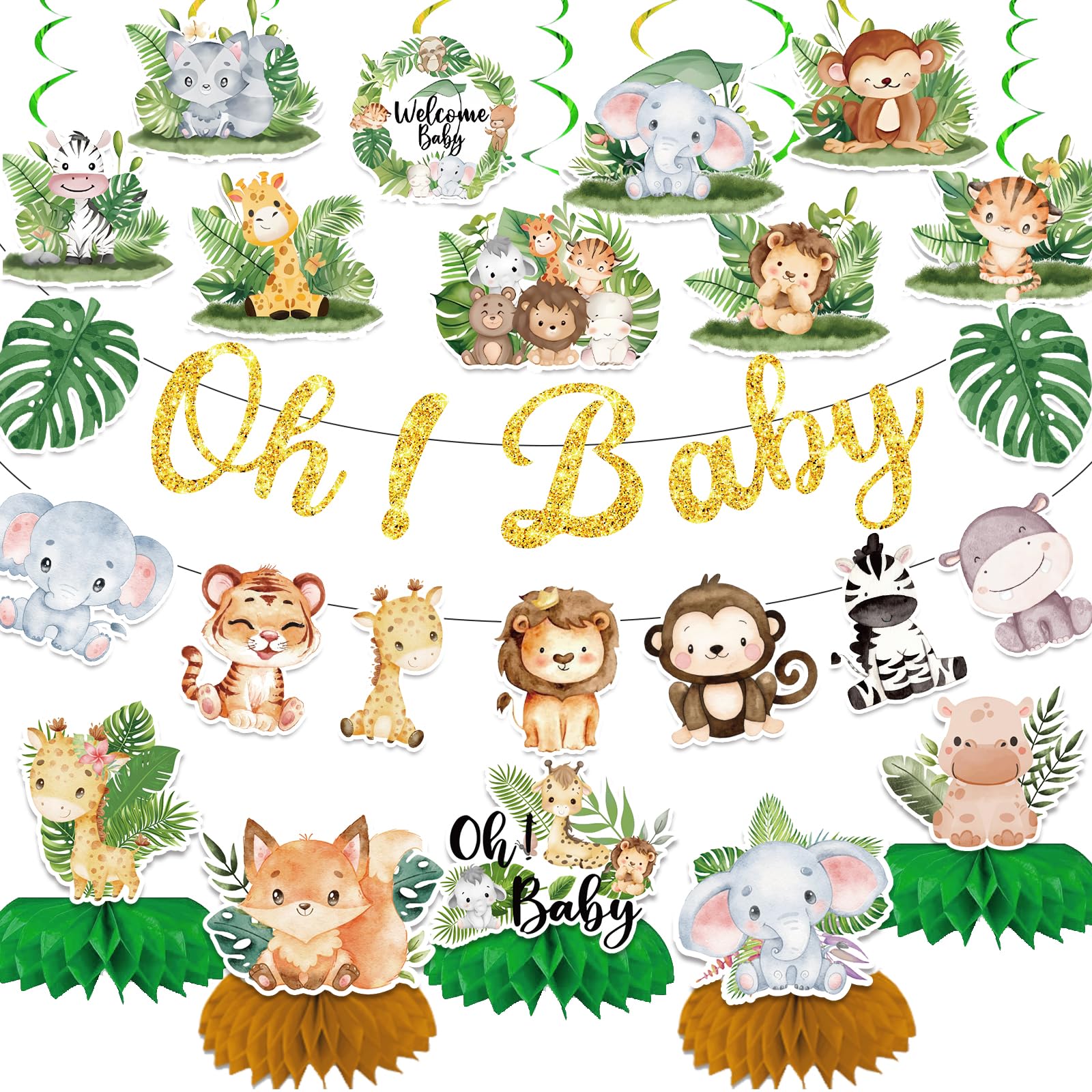Amazon.com: Jungle Wild Animal Baby Shower Decorations, Wild One ...