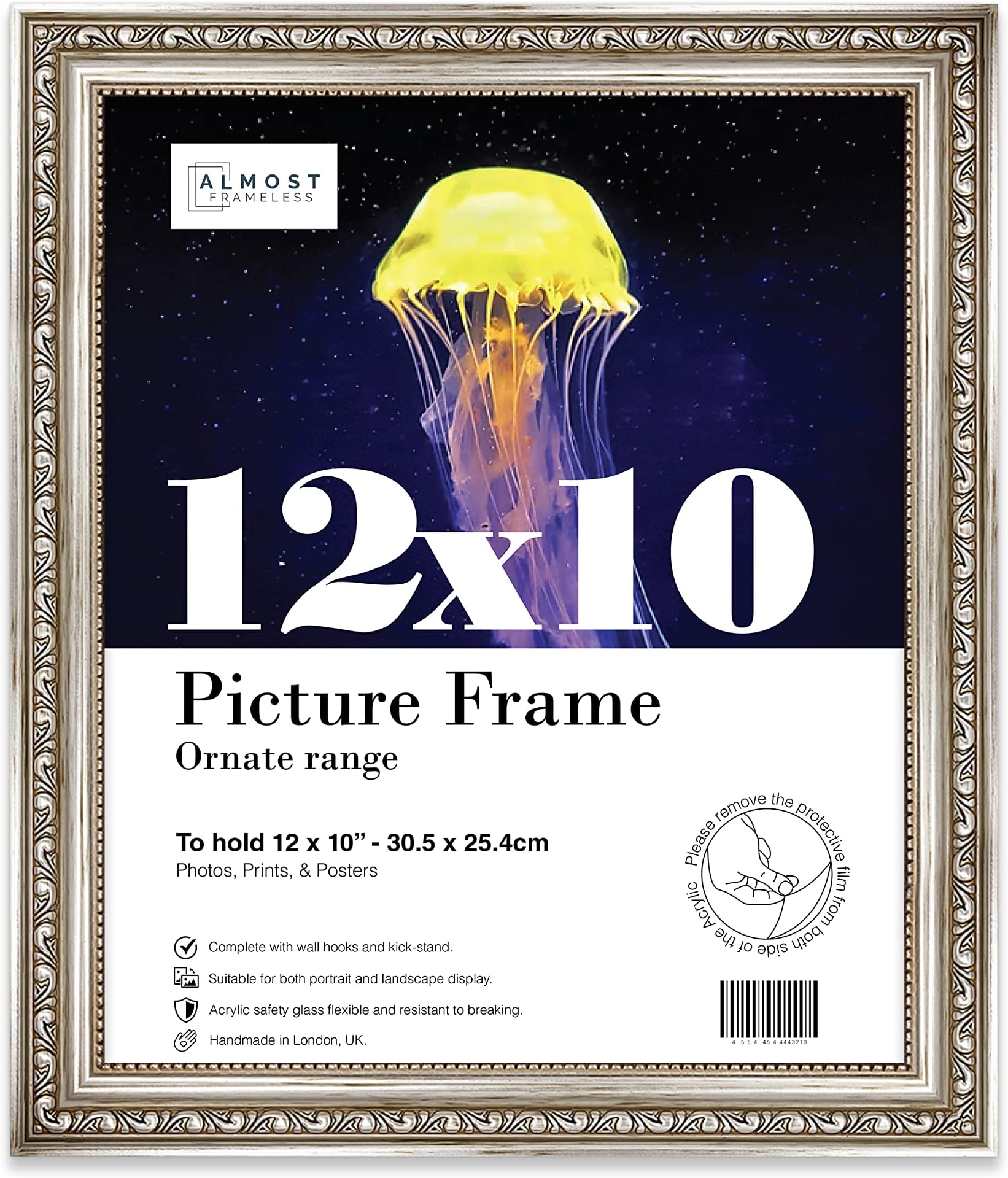 pf+a REAL GLASS Ornate Antique Frame For A4 - A4 Champagne Silver ...