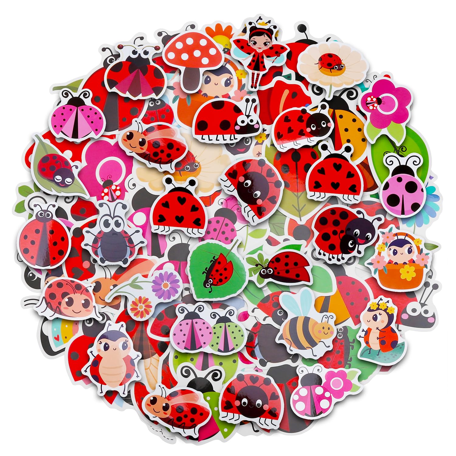 Amazon.com: 100 Pack Ladybug Stickers, Lady Bug Party Favors, Birthday ...