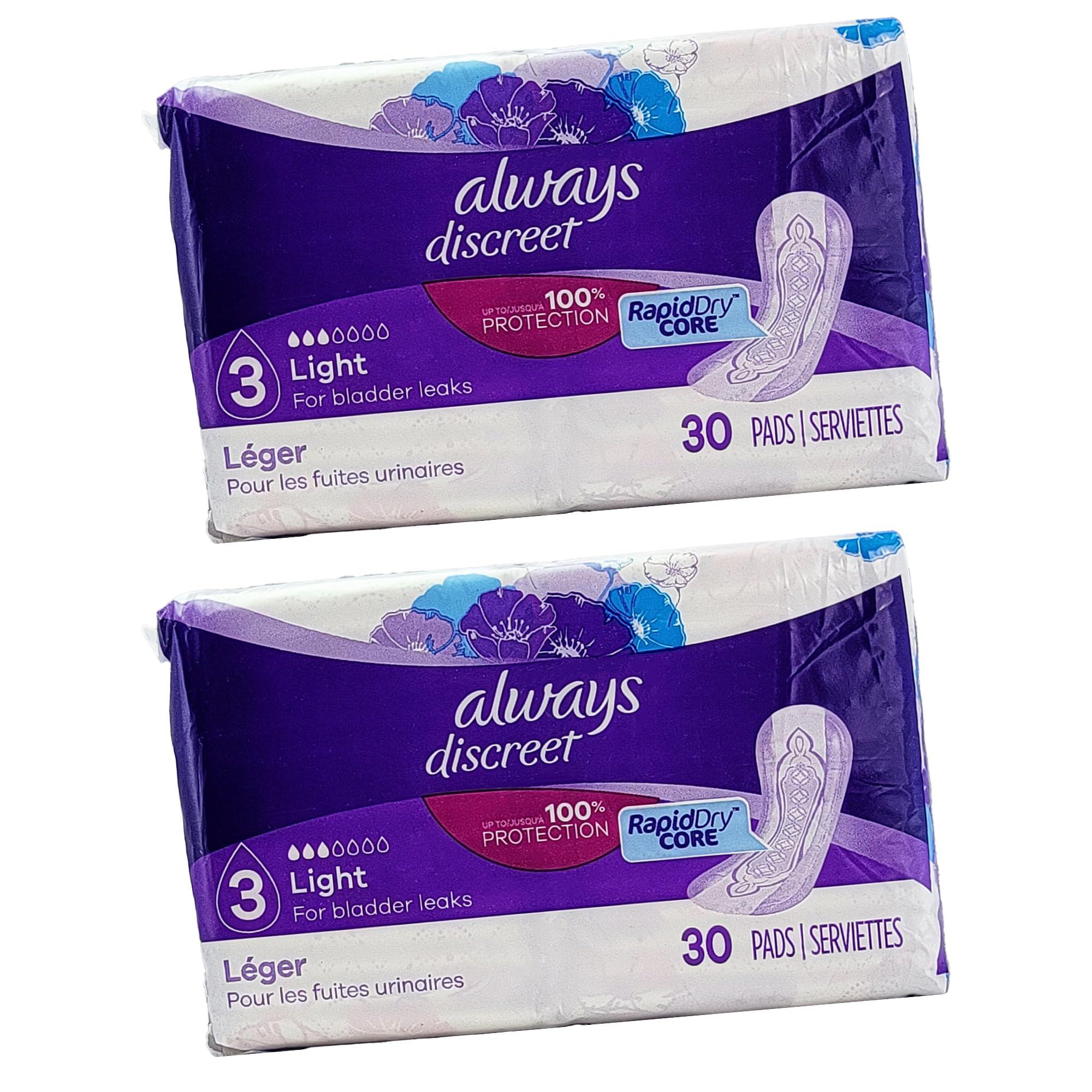 Amazon.com: Always Discreet Light 30 Pads 3 Drop Liners for Bladder ...