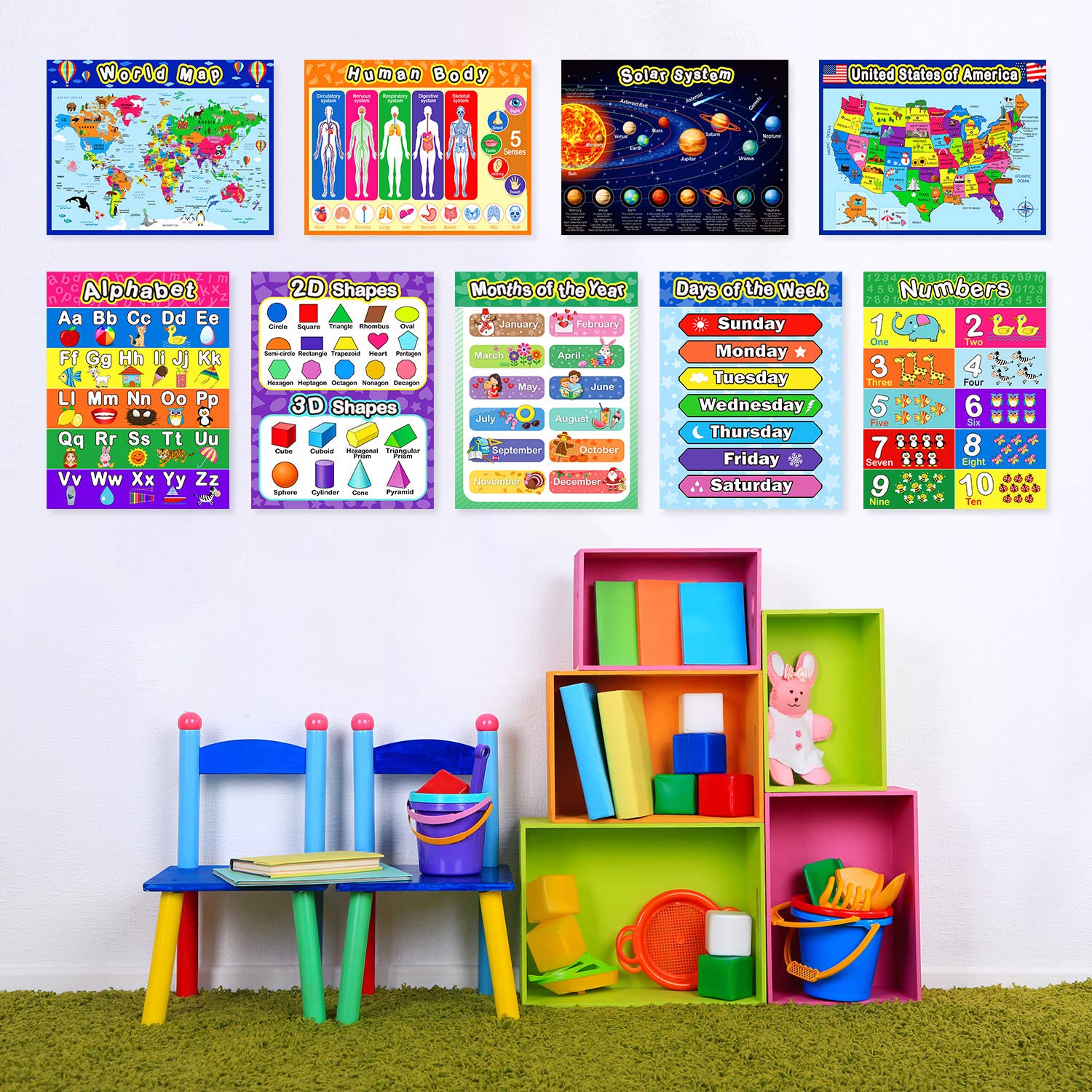 Buy Extra Large Preschool Educational Learning Posters for Kids ...