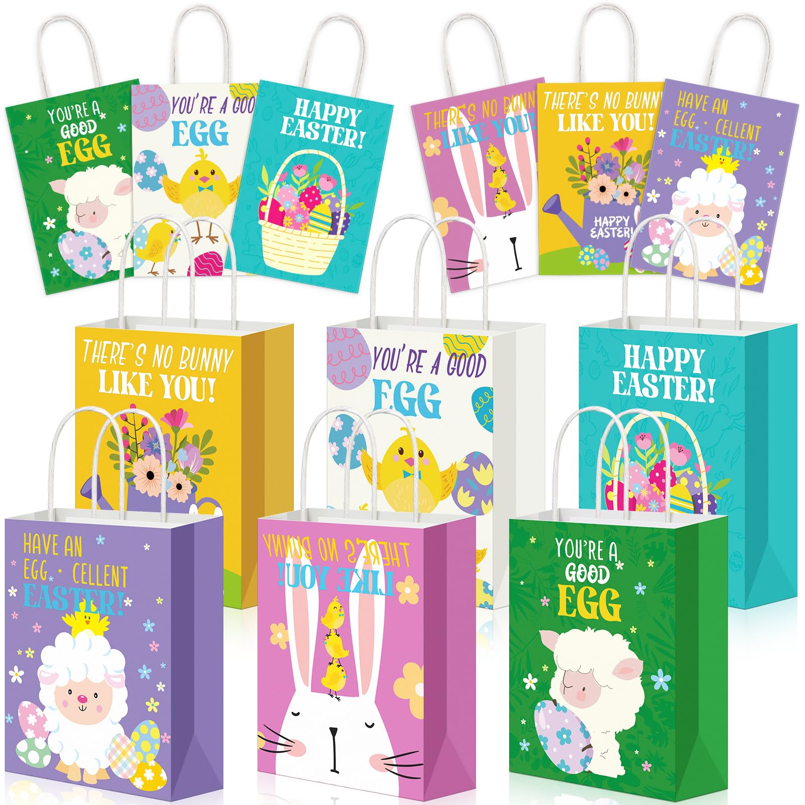 Amazon.com: Skyygemm 30 Pieces Happy Easter Day Treat Bags with Handles ...