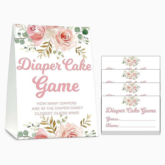 Buy Baby Shower Game Set, Diaper Cake Games(1 Standing Sign + 50 ...