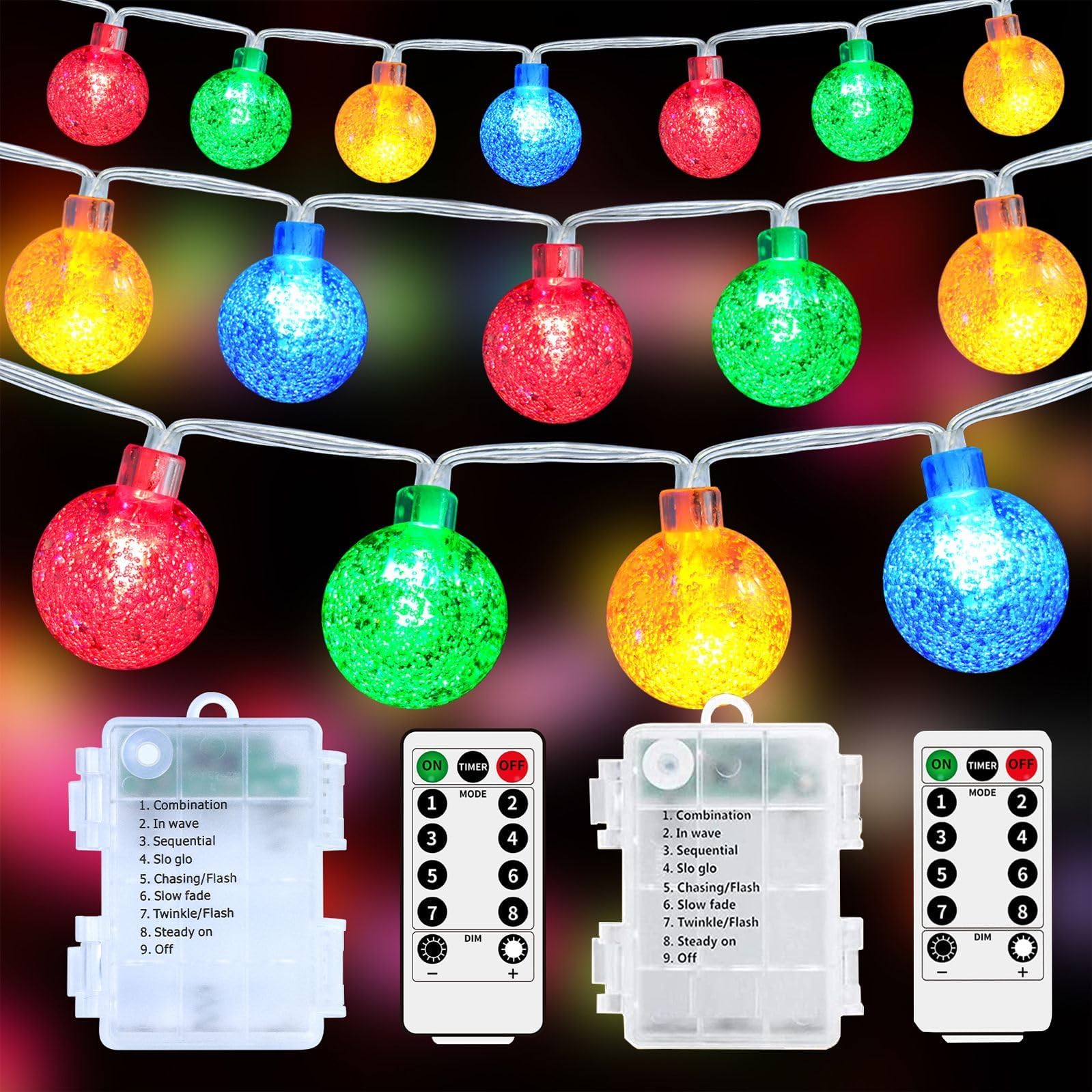 Battery Powered Color Changing Lights - 2Pack Total 66Ft 200 LED ...