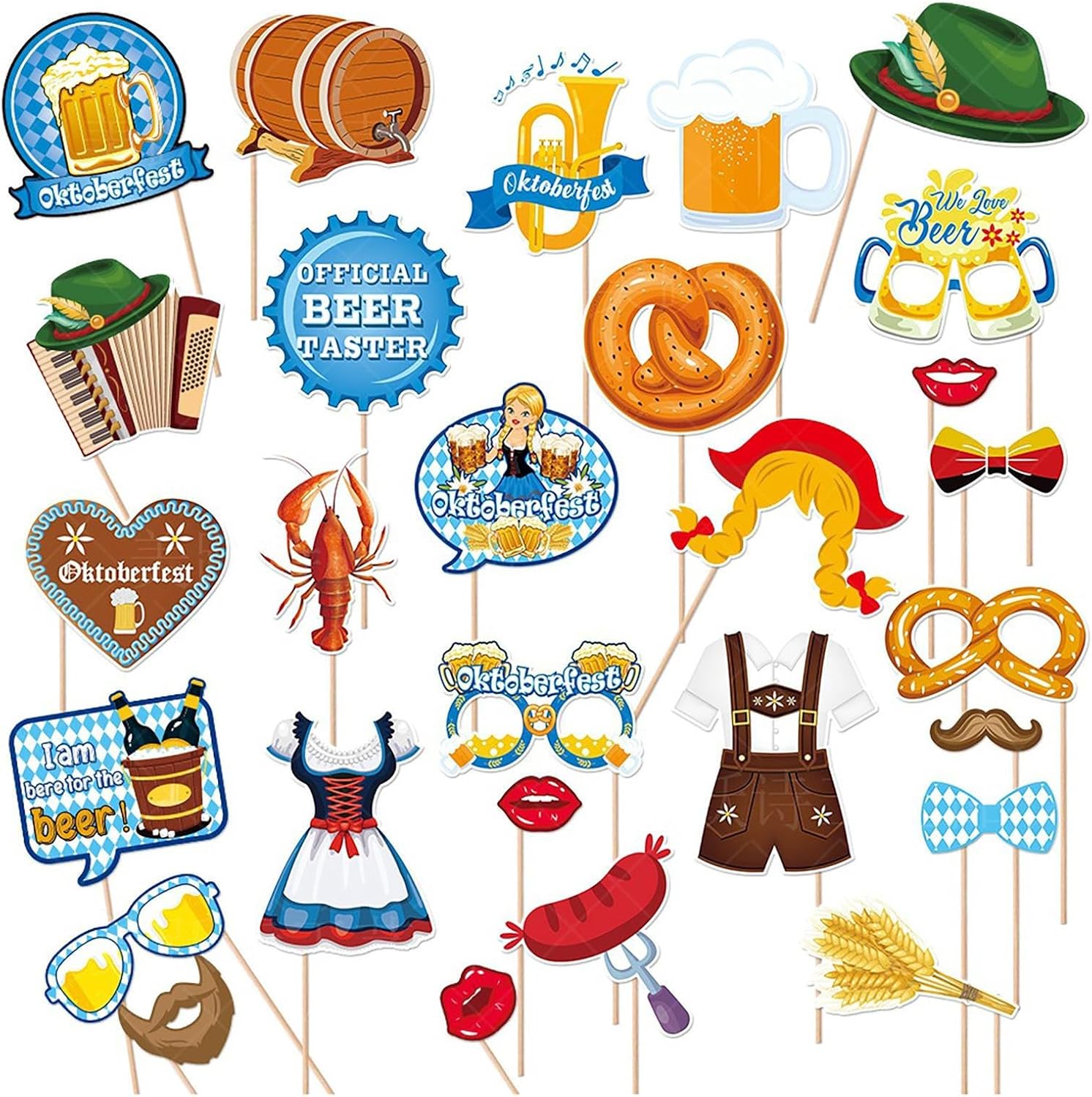Amazon.com: 28 German Beer Festival Photo Booth Props Kit with Sticks ...