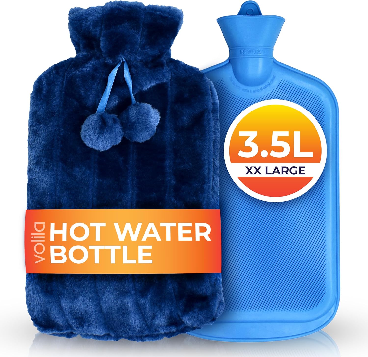 Amazon.com: XXX-Large Hot Water Bottle with Cover - 3.5L Blue Hot Water ...