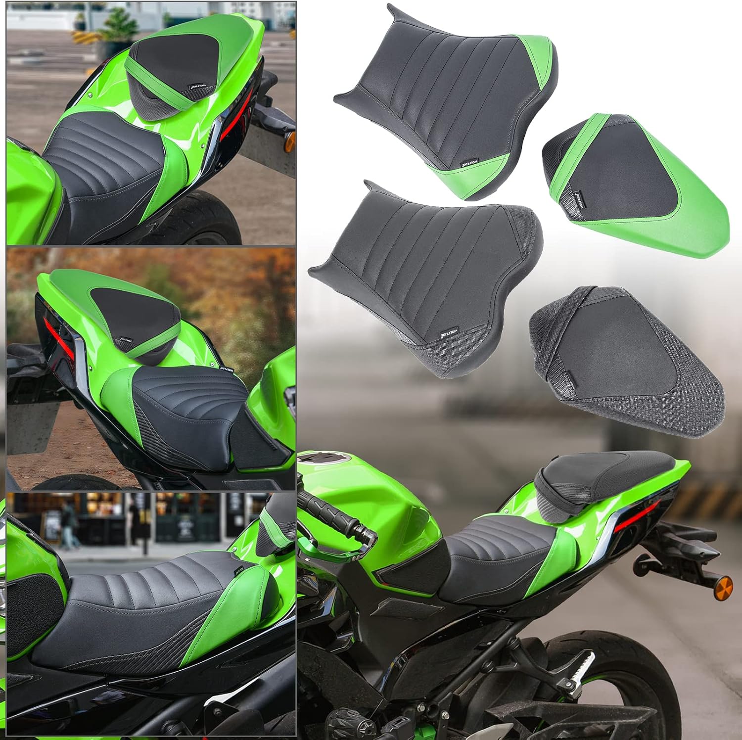 Lorababer Motorcycle Breathable Gel Seat Pad Leather Driver Passenger ...