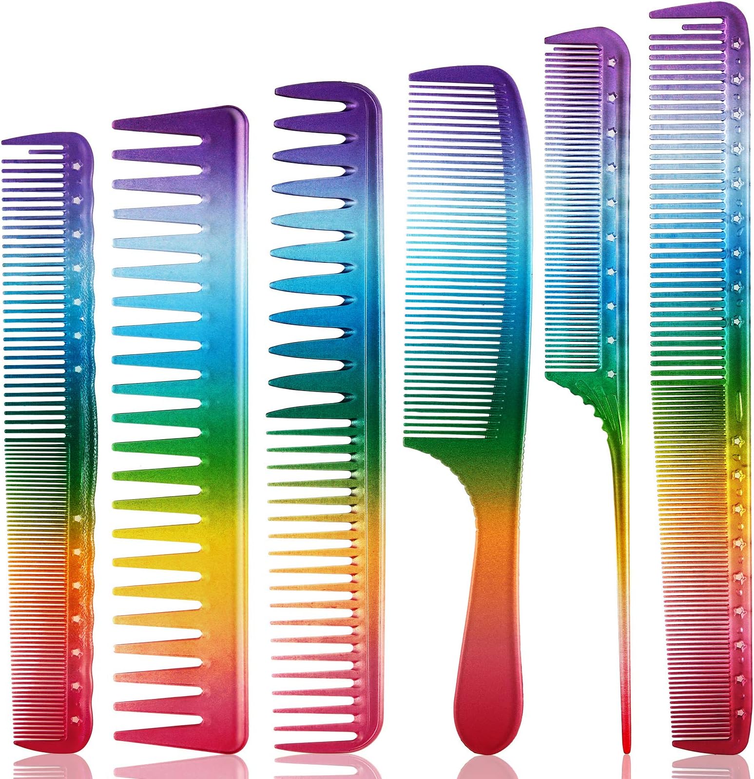 Amazon.com : Patelai 6 Pieces Rainbow Hair Cutting Comb Set Rainbow Rat ...
