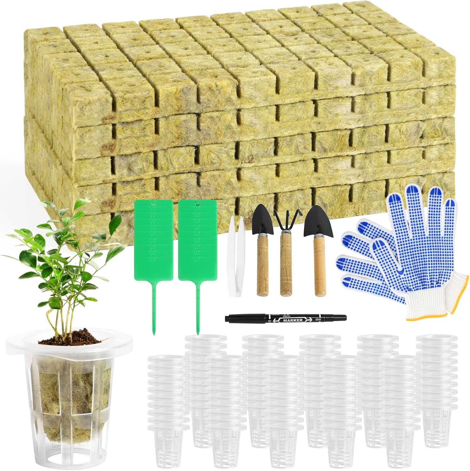 Amazon.com: 1" Rockwool Cubes for Hydroponics,Rock Wool Planting Cubes ...