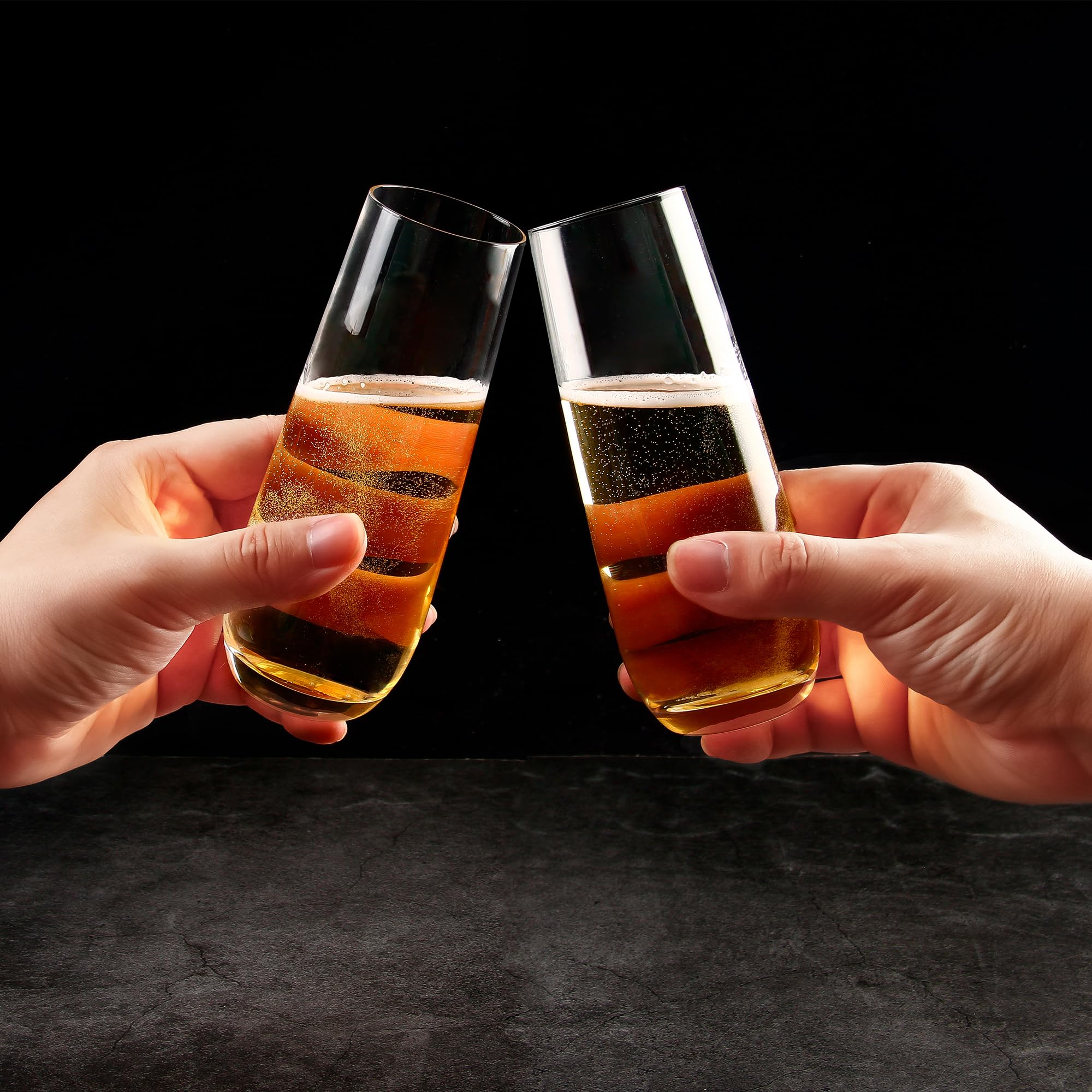 Snapklik.com : YANGNAY Stemless Champagne Flutes Set Of 12