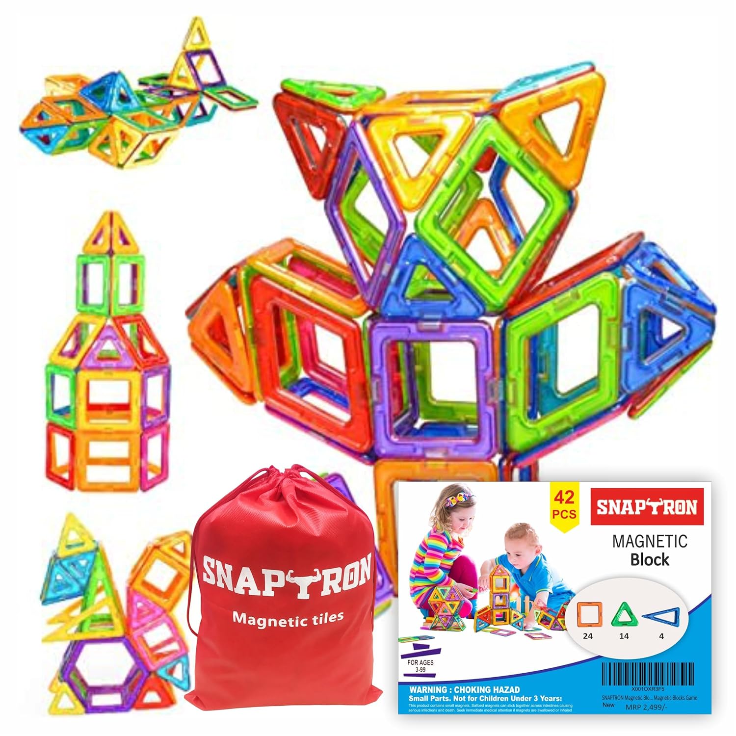 SNAPTRON Magnetic Blocks for Kids Tiles -42 Pieces Set Gifts for Girls ...
