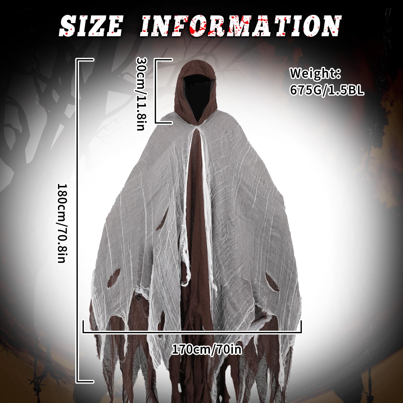 Joyincoser Hooked Cloak Medieval Renaissance Gothic Wizard Cape Death ...