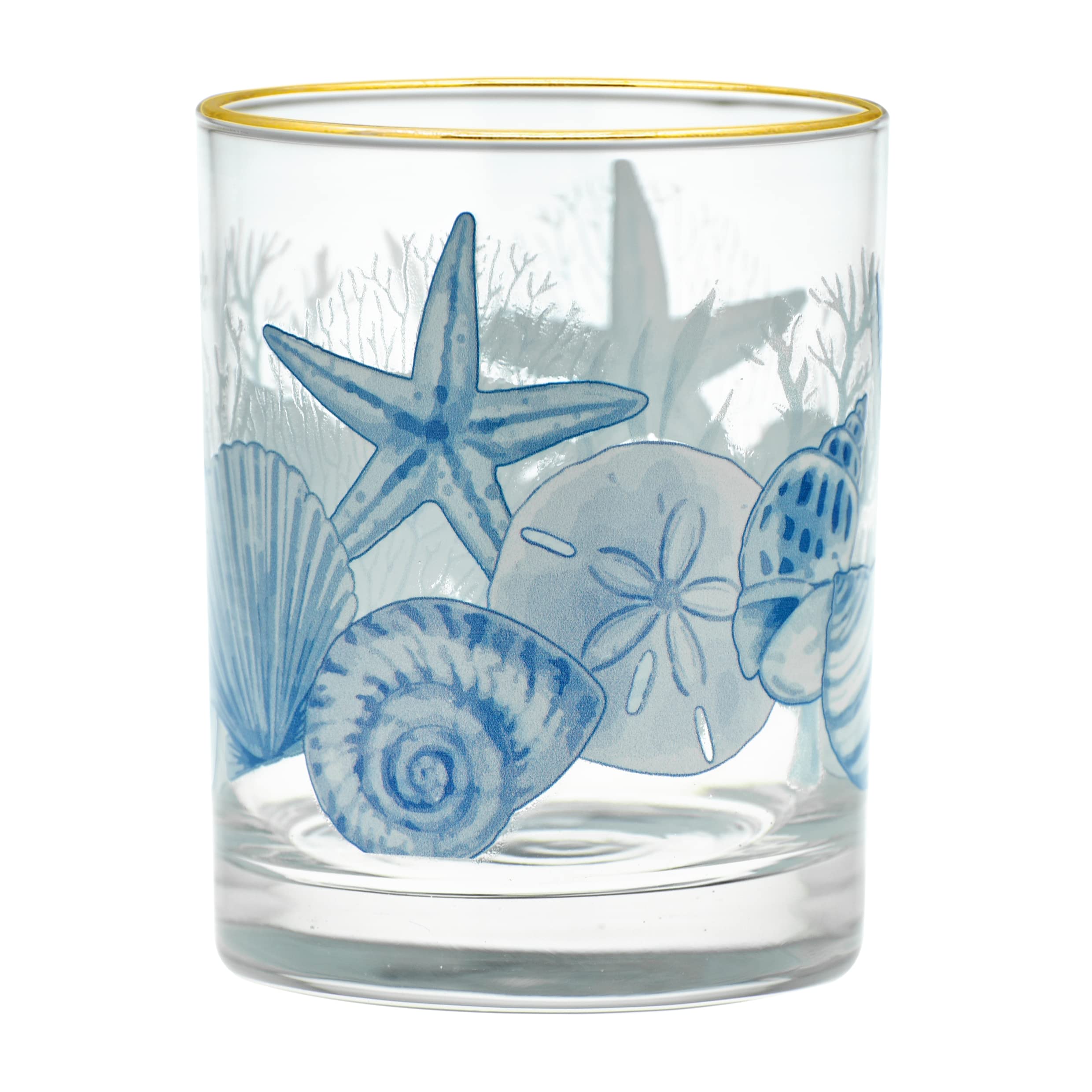 Snapklik.com : Culver 22k Gold Rim Blue Coastal Beach Shells DOF Double ...