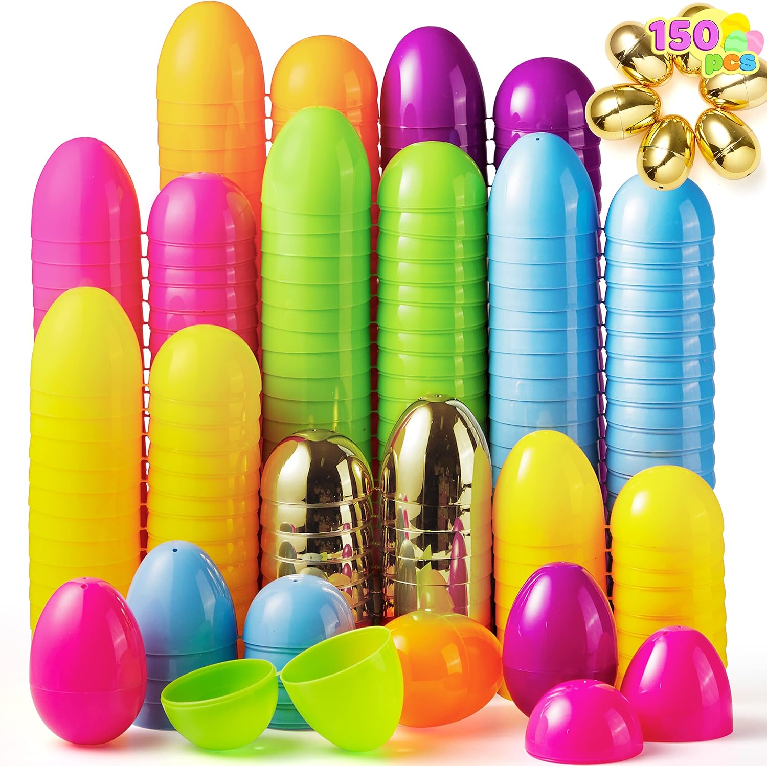 Amazon.com: JOYIN 144 PCS 3.15" Plastic Easter Eggs + 6 Golden Eggs ...