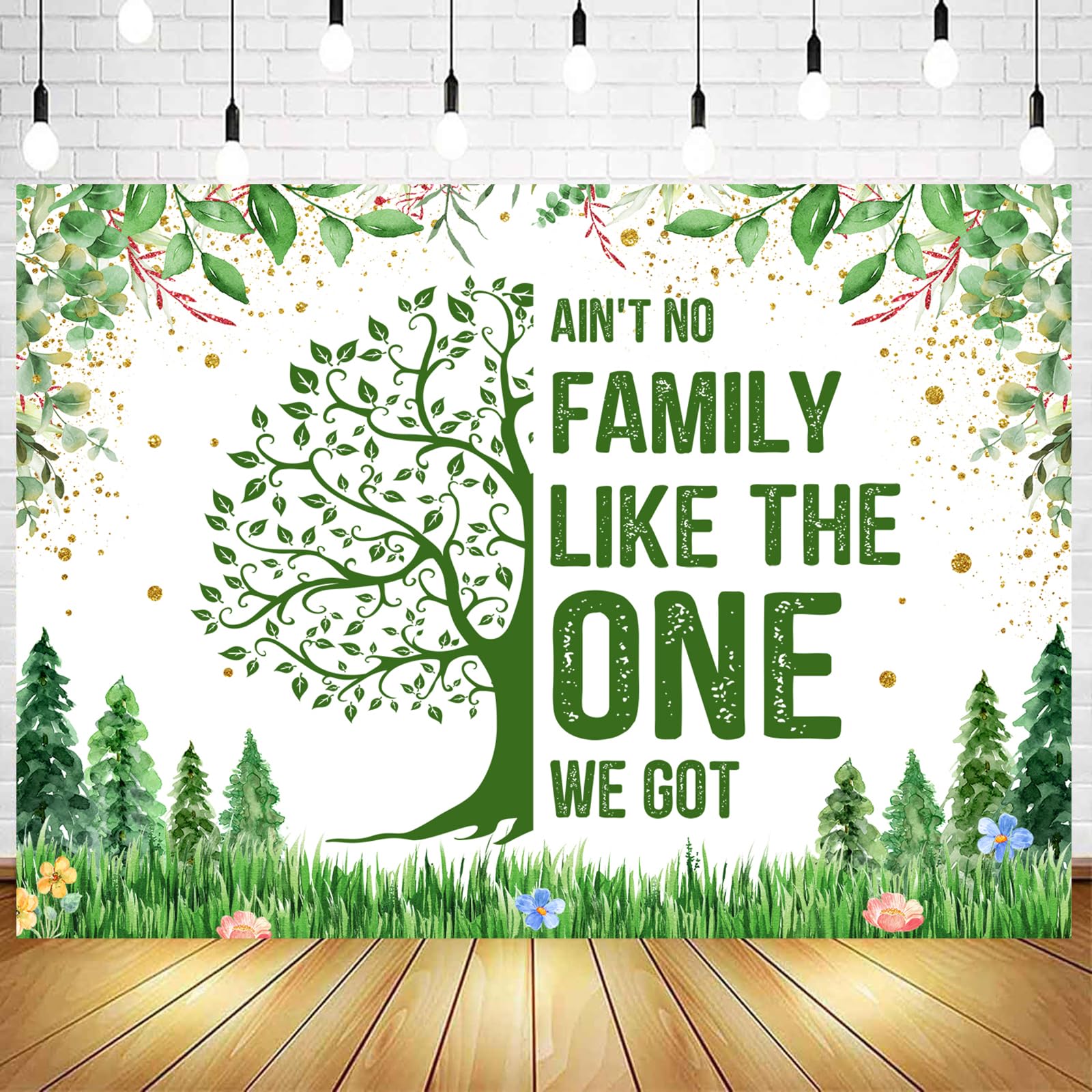 Amazon.com : Withu Family Reunion Backdrop Green Family Tree Leaves ...