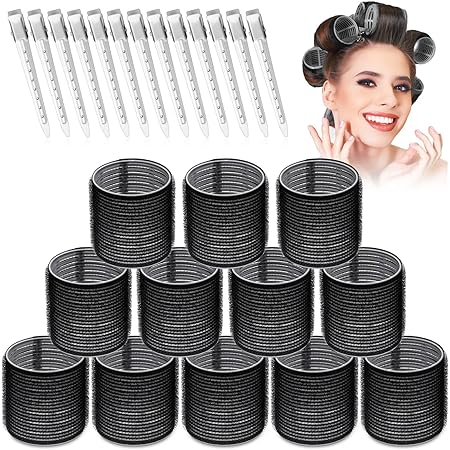 Amazon.com : Jumbo Rollers Hair Curlers 24 Pcs Set with 12Pcs Jumbo ...