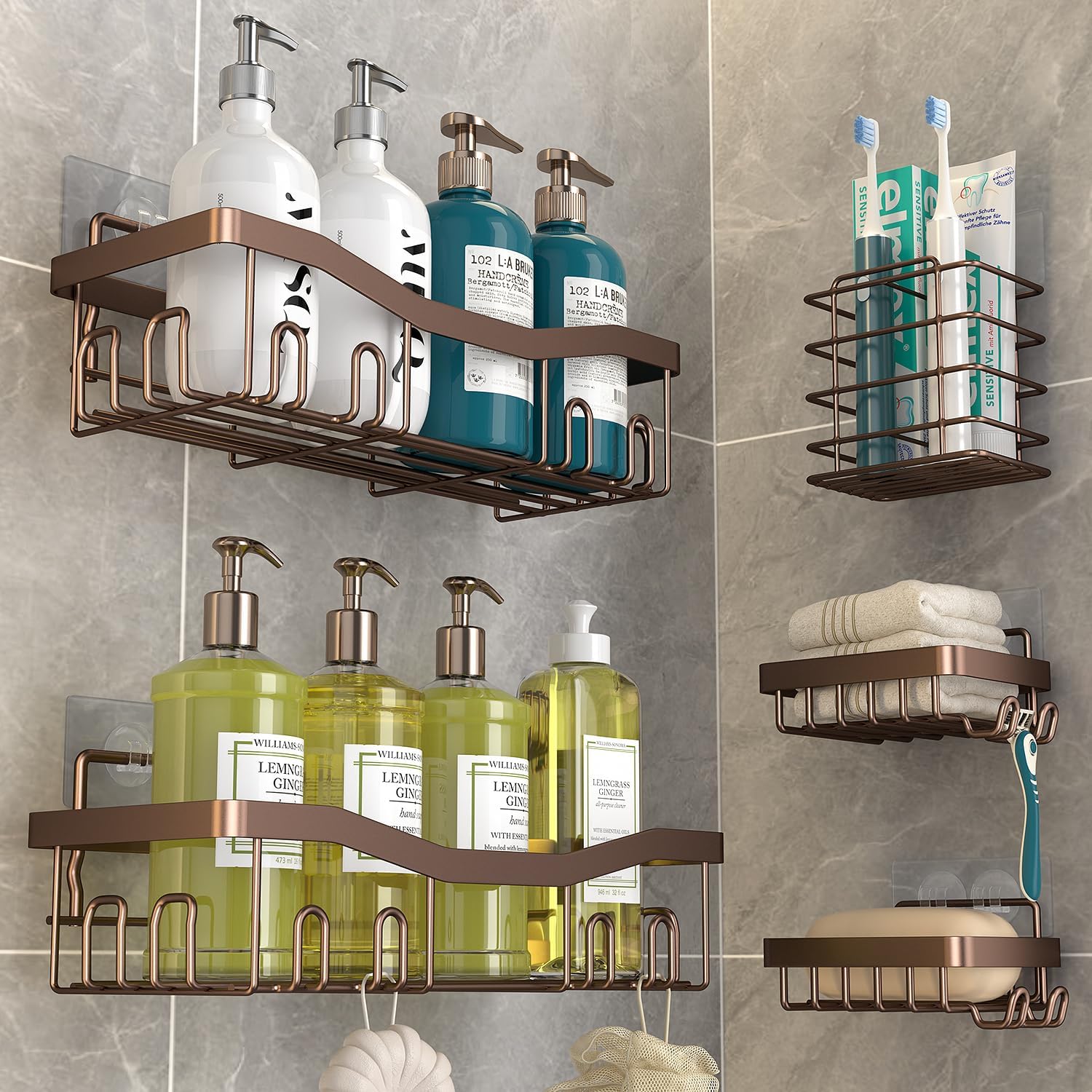 Amazon.com: Aouton 4 Pack Shower Caddy, Shower Organizer with Soap ...