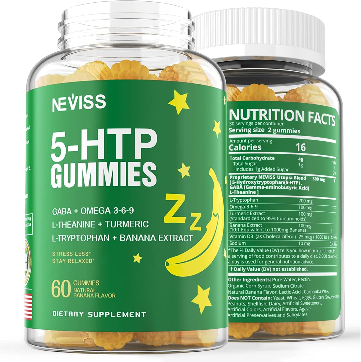 Amazon.com: 1Pack 5-HTP GABA Sleep Supplement Gummies - Melatonin Free ...