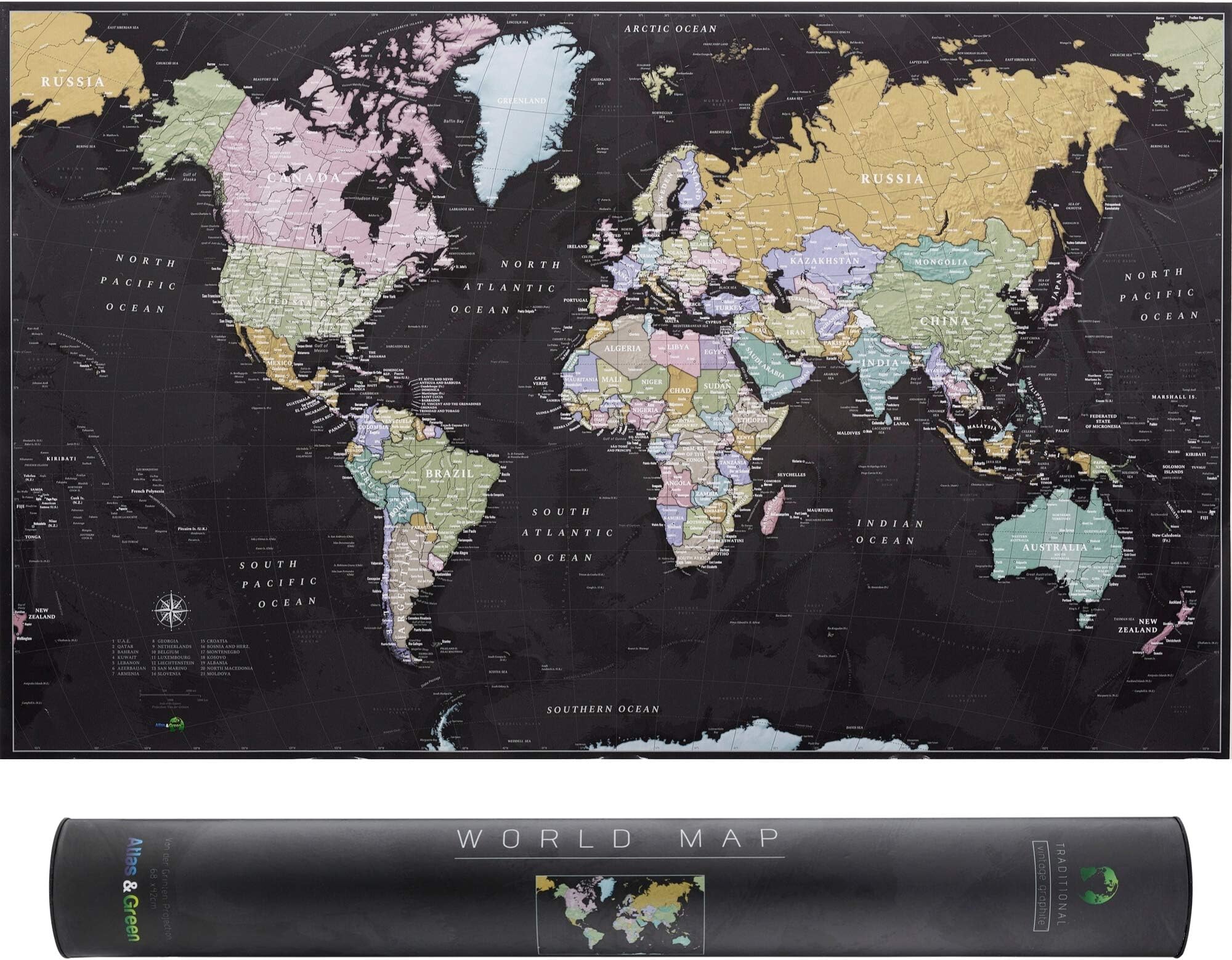 Giant World Map - Antique World Map Poster - Laminated – 201 x 116 ...