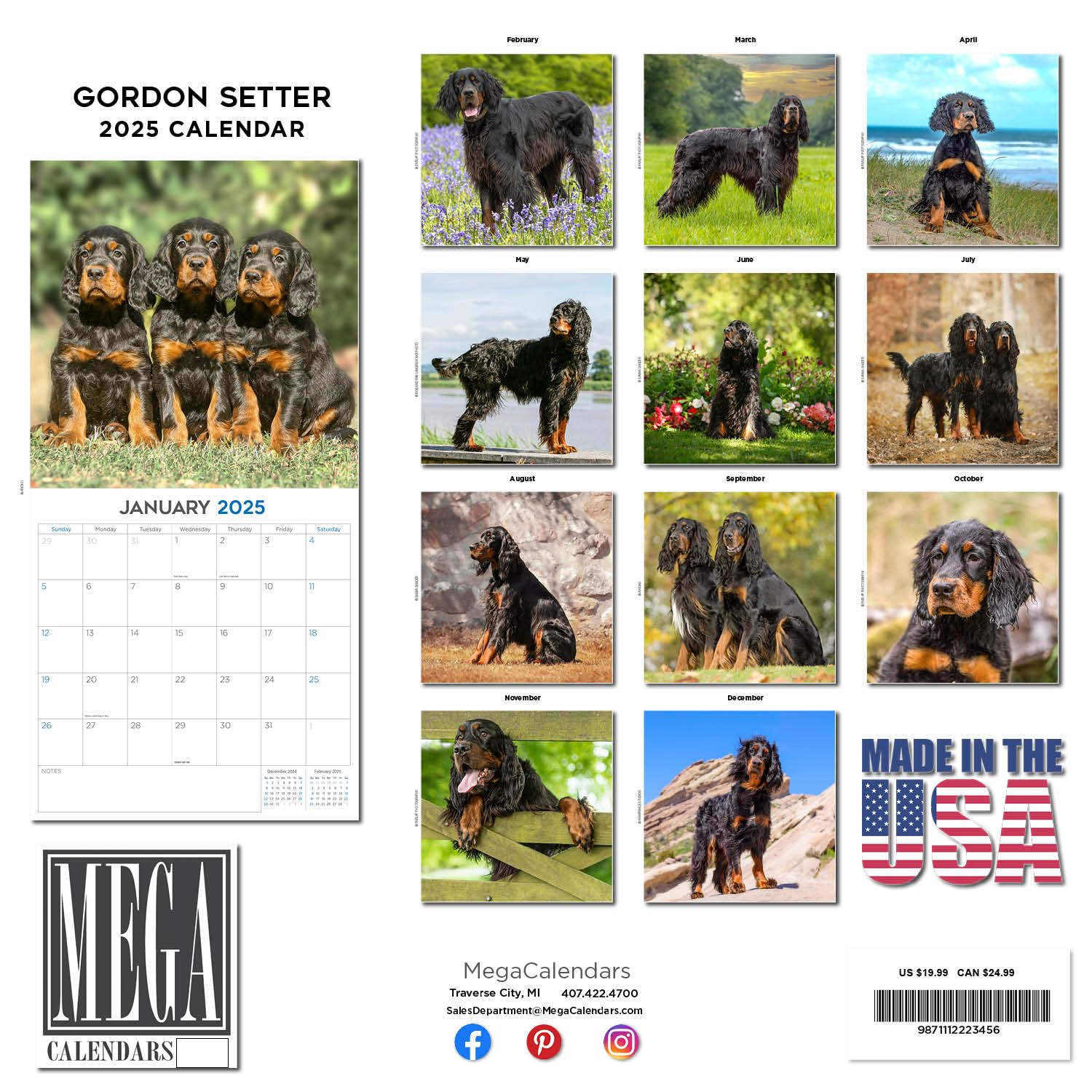 Snapklik.com : 2025 Gordon Setter Calendar - Dog Breed Wall Calendar ...