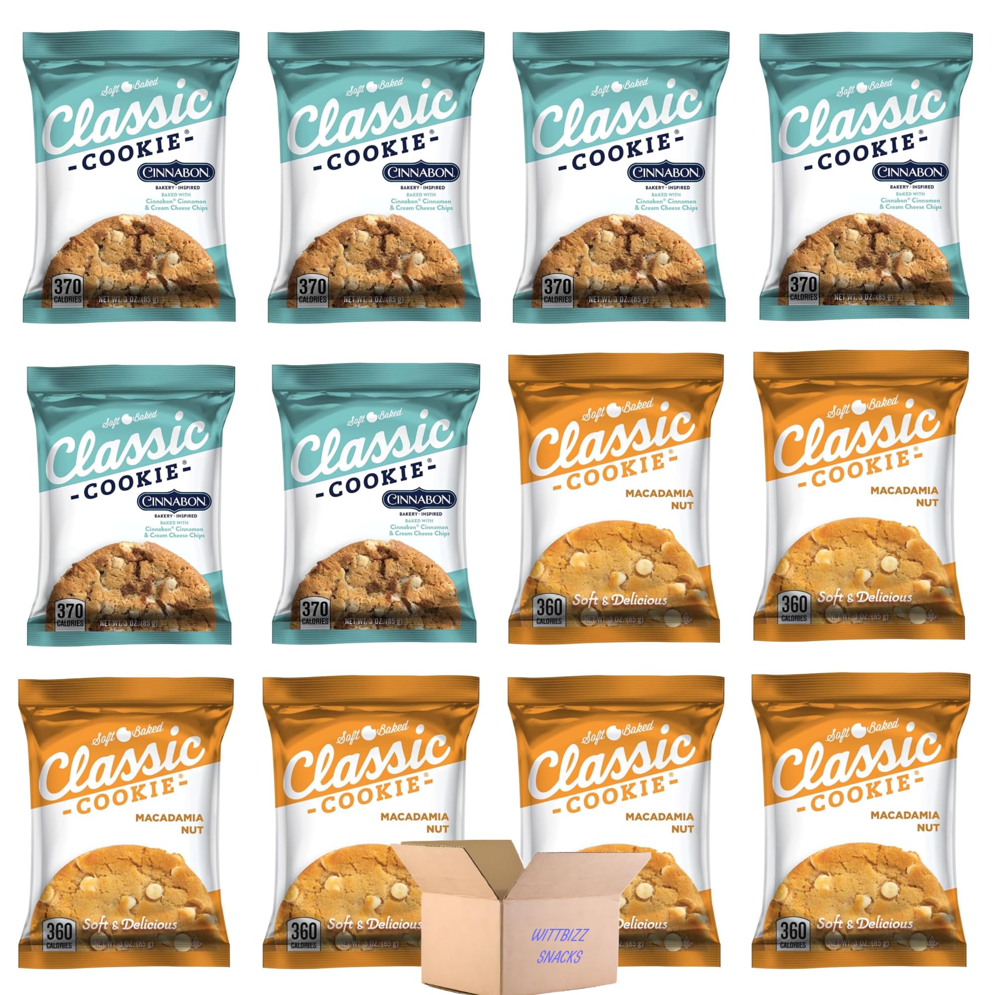 Amazon.com: Wittbizz Snacks Cinnabon Classic Cookie Variety Pack, 12 ...