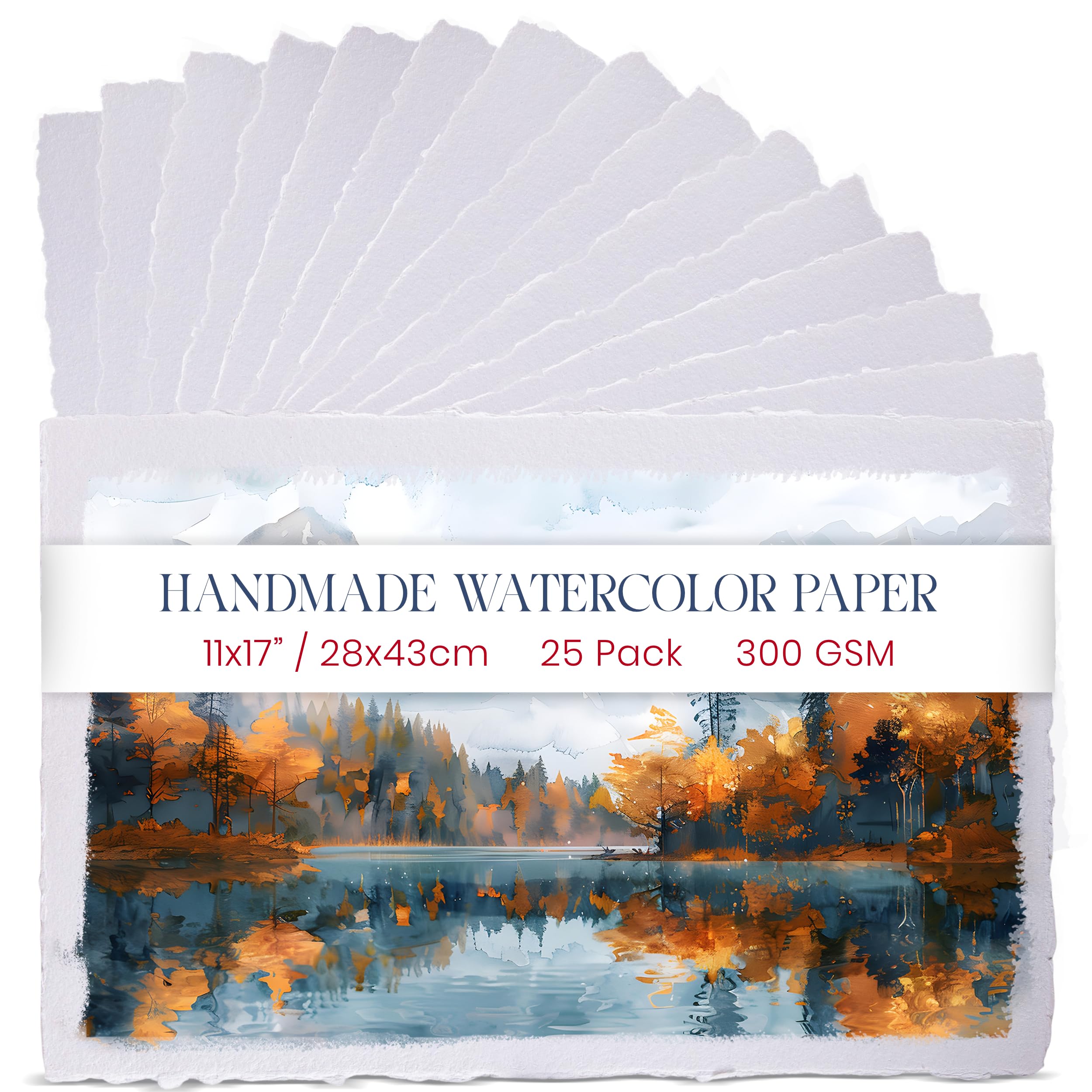 Amazon.com: Wanderings Thick Handmade Watercolor Paper with Deckle Edge ...