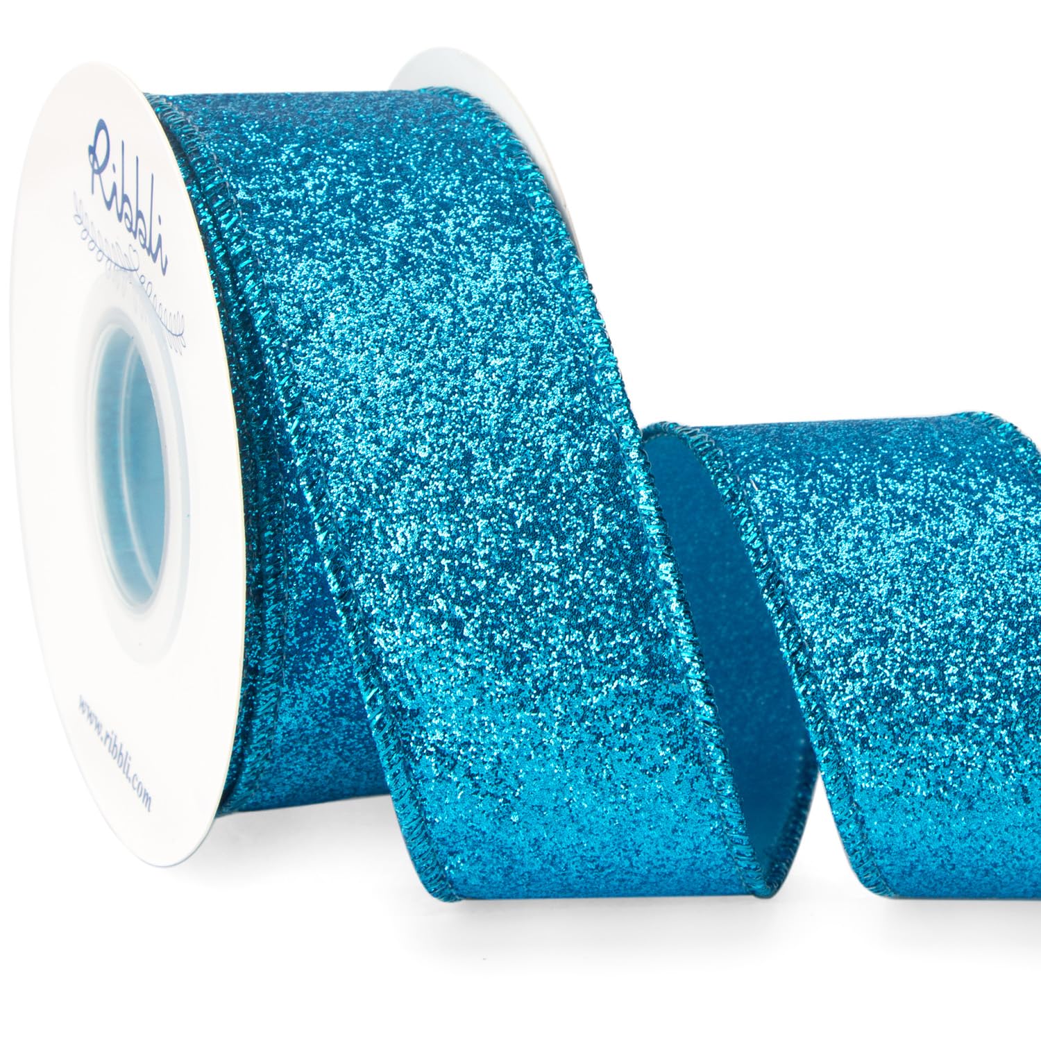 Amazon.com: Ribbli Turquoise Blue Glitter Wired Ribbon,Turquoise Ribbon ...