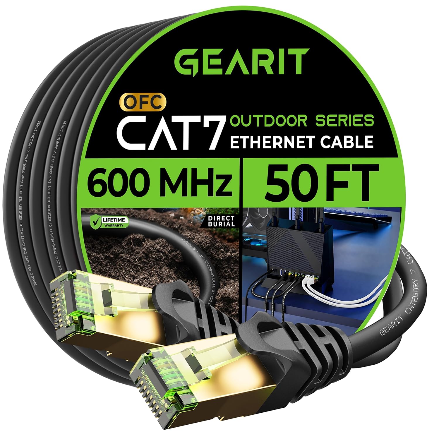 GearIT Cat7 Outdoor Ethernet Cable (50 Feet), SFTP Shielded Foil ...