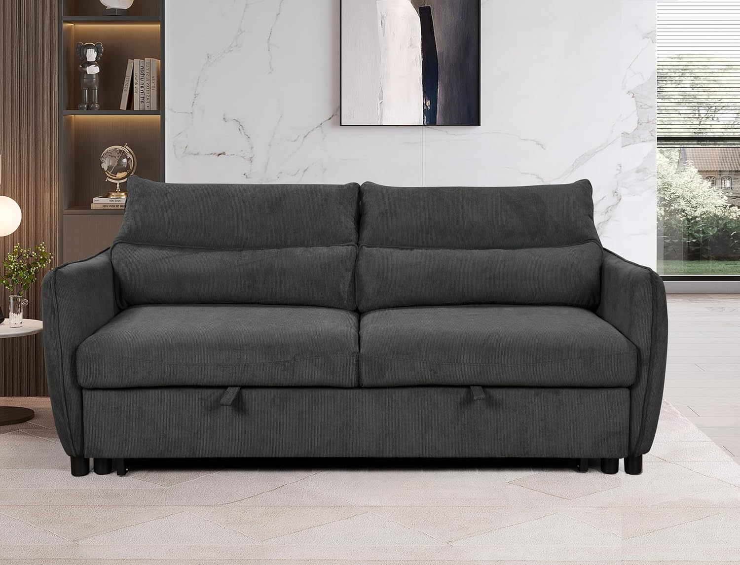 Amazon.com: Eafurn Corduroy Upholstered Convertible Futon Loveseat Sofa ...