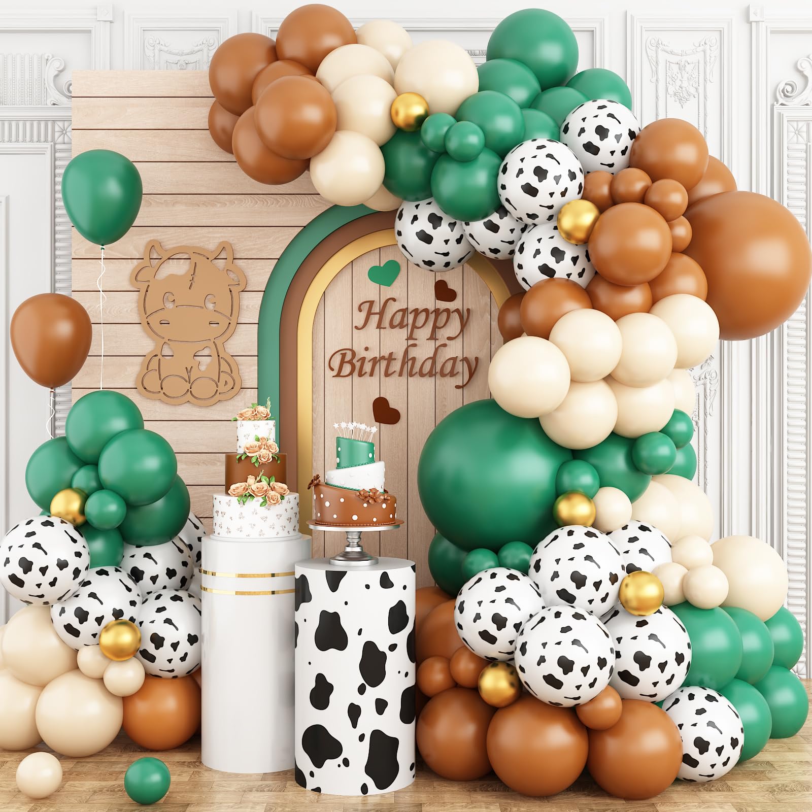 Amazon.com: Cow Balloons Arch Garland Kit, Green Brown Nude Cow Print ...