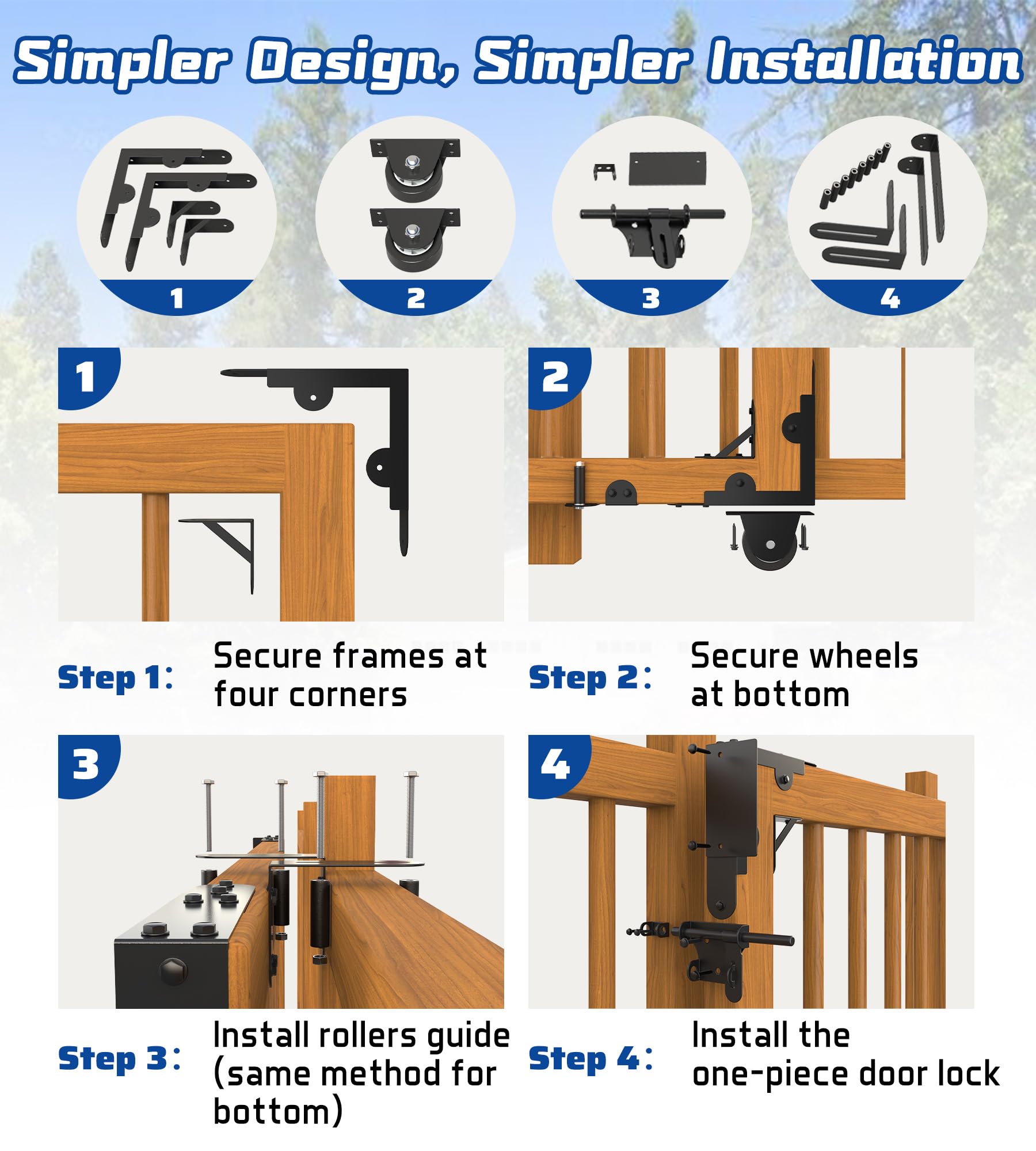 Wood Slide Gate Hardware Kit