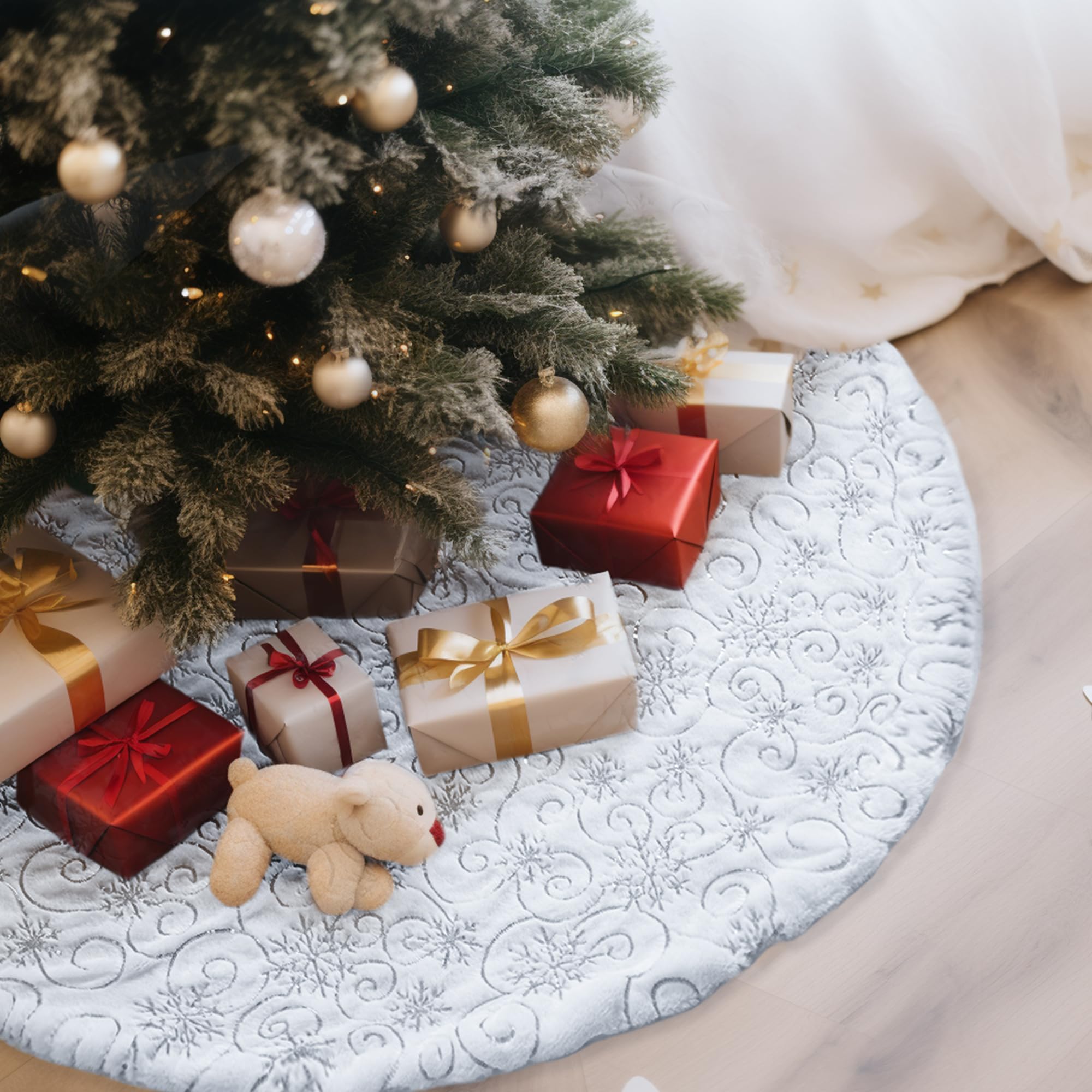 GIGALUMI Christmas Tree Skirt, 36"/90 cm Christmas Tree Skirt with ...