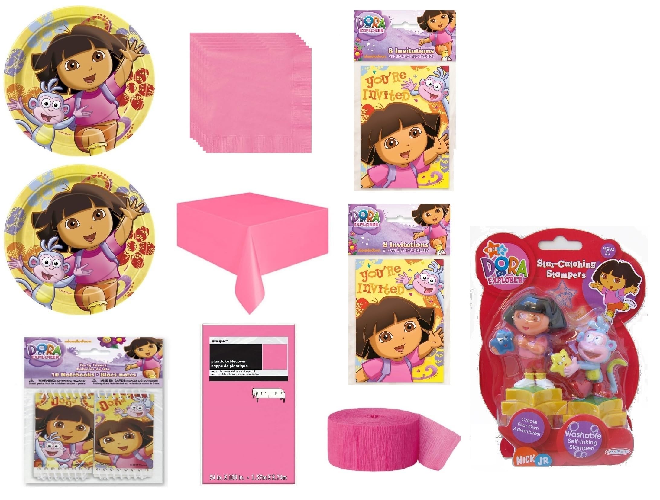 Amazon.com: Dora Birthday Party Supplies Decoration Favor Bundle for 16 ...