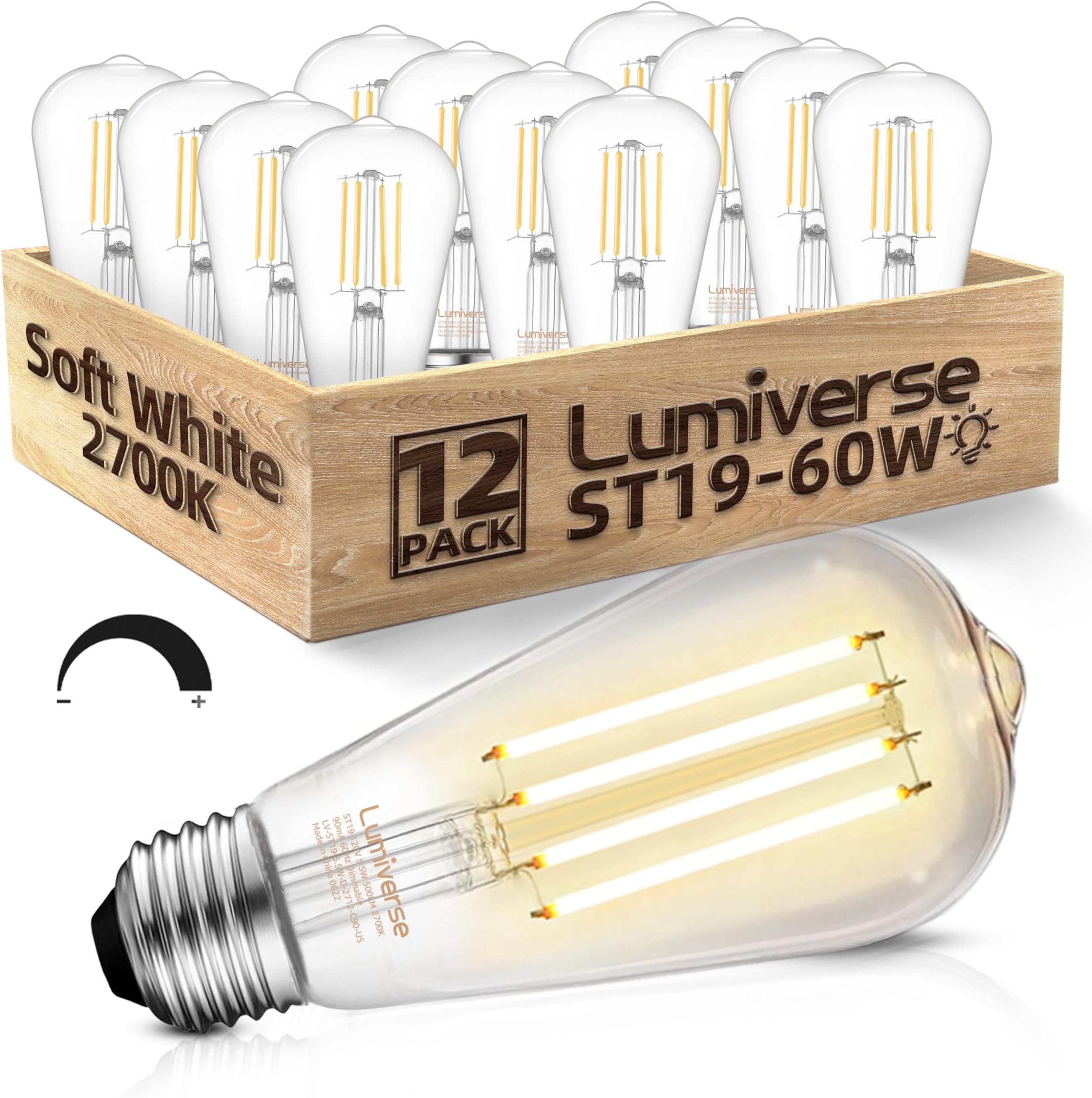 E26 Vintage LED Edison Bulbs CRI 90+, 5.5W 60W Equivalent Dimmable ...