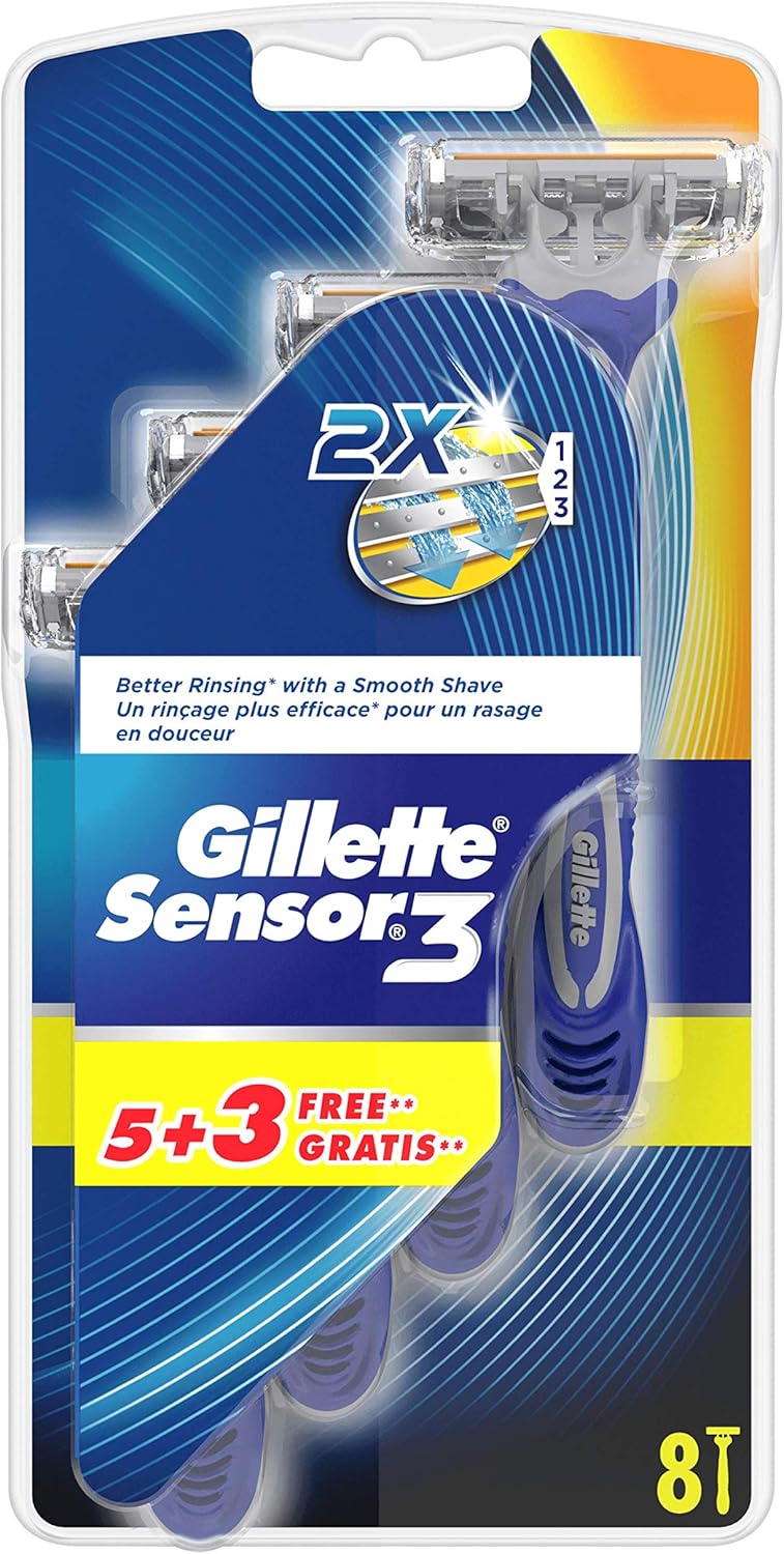 Gillette Sensor 3 Blabed Disposable Razors : Amazon.co.uk: Health ...