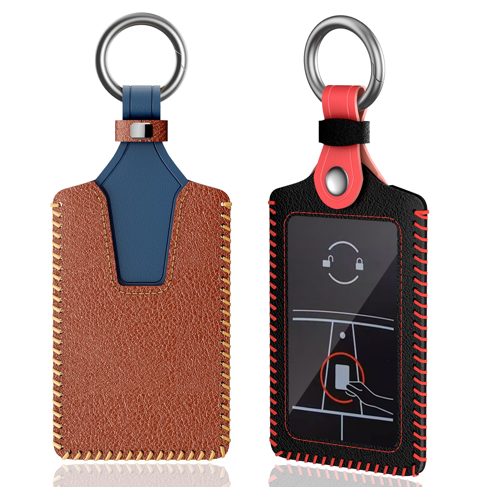 Amazon.com: 2Pack Key Card Holder Case Leathr Protector Cover Keychain ...