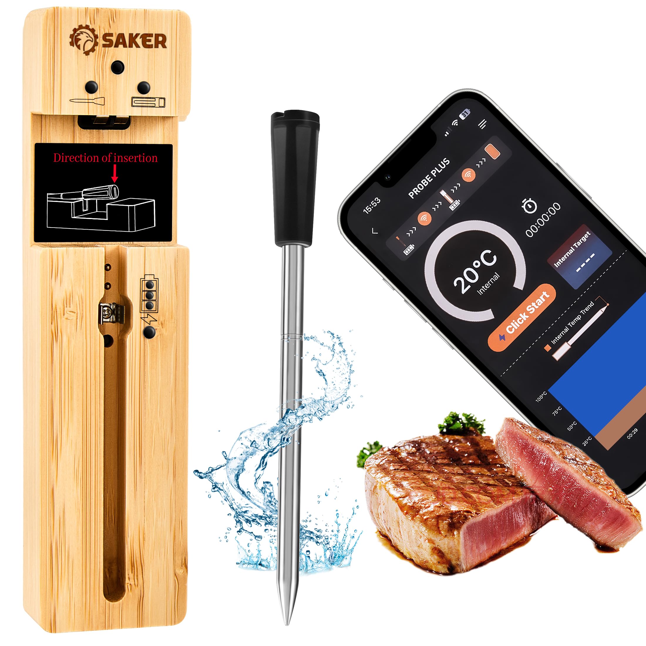 Amazon.com: Saker Wireless Smart Meat Thermometer,Digital Food ...
