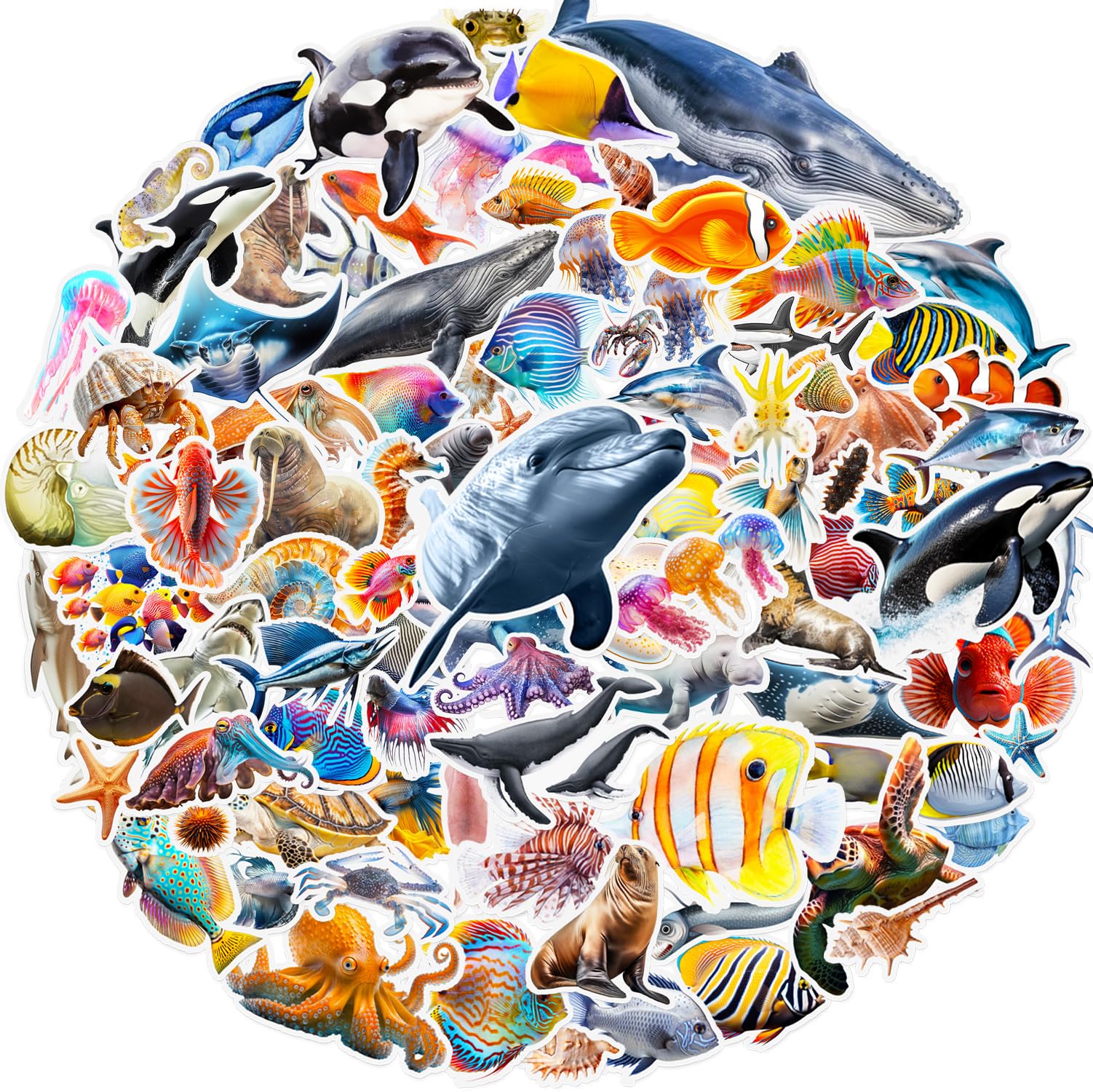 Amazon.com: 100 PCS Realistic Ocean Animals Stickers, Ocean Animal Sea ...