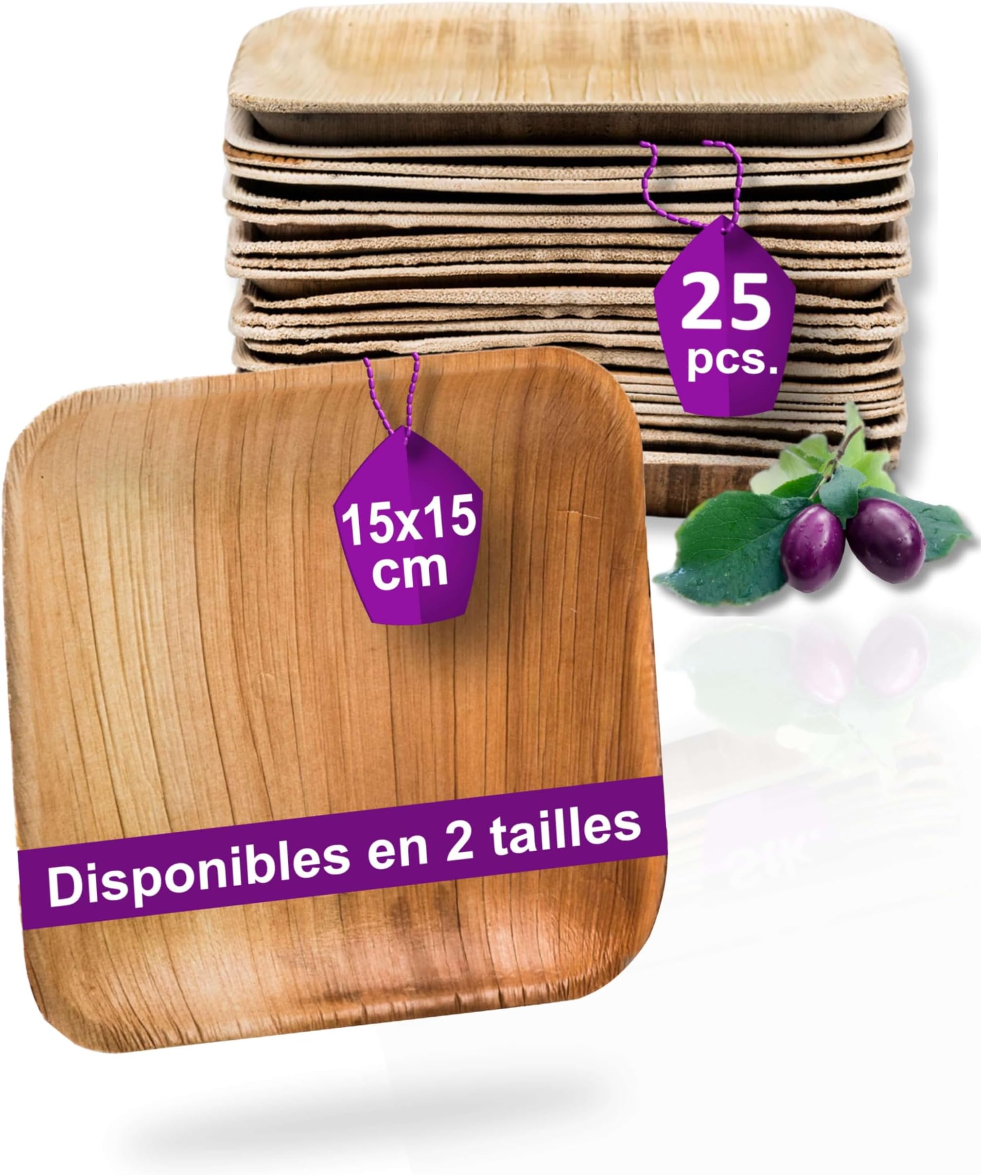 30 plateaux jetables en feuille de palmier, 25 plateaux rectangulaires ...