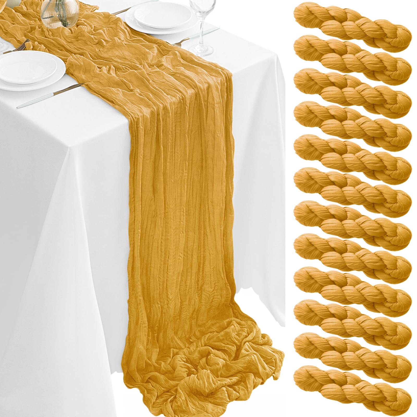Amazon.com: 12Pack Mustard Yellow Gold Cheesecloth Table Runner ...
