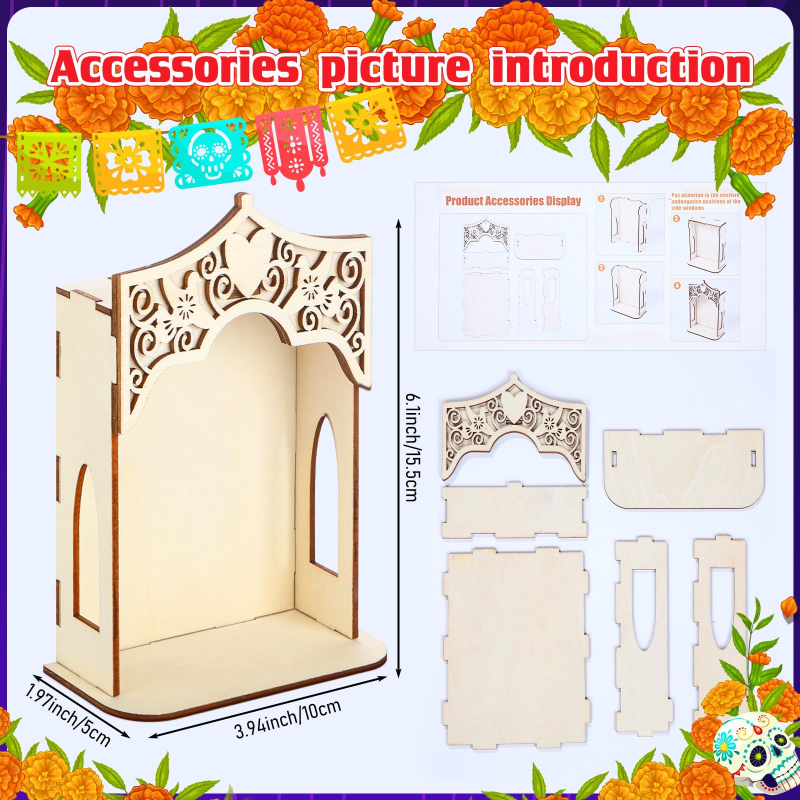 Snapklik.com : Qunclay 3 Pcs Dia De Los Muertos Altar Ofrenda Box ...