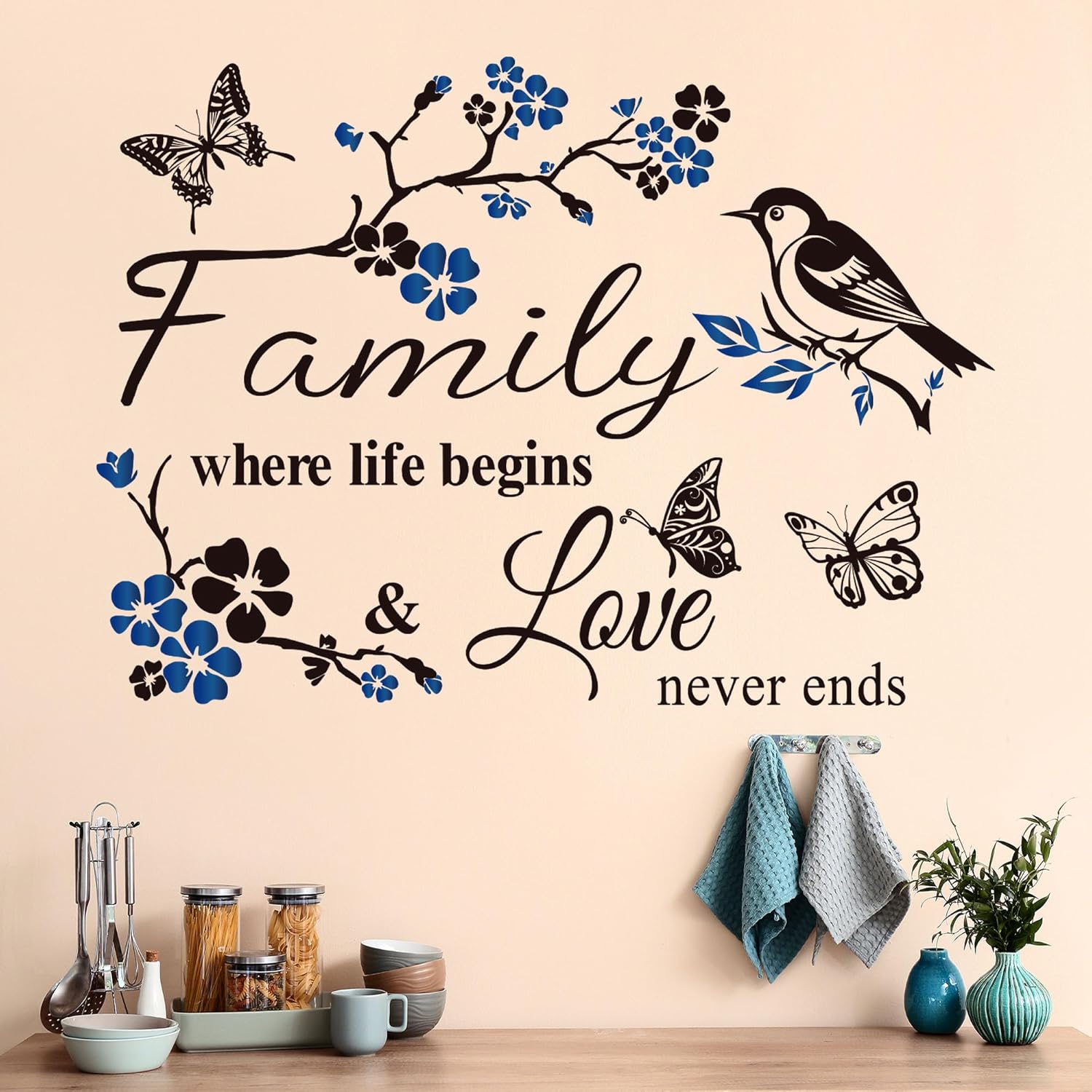 Amazon.com: Wall Decor Sticker Family Letter Vinyl Wall Art Decal ...