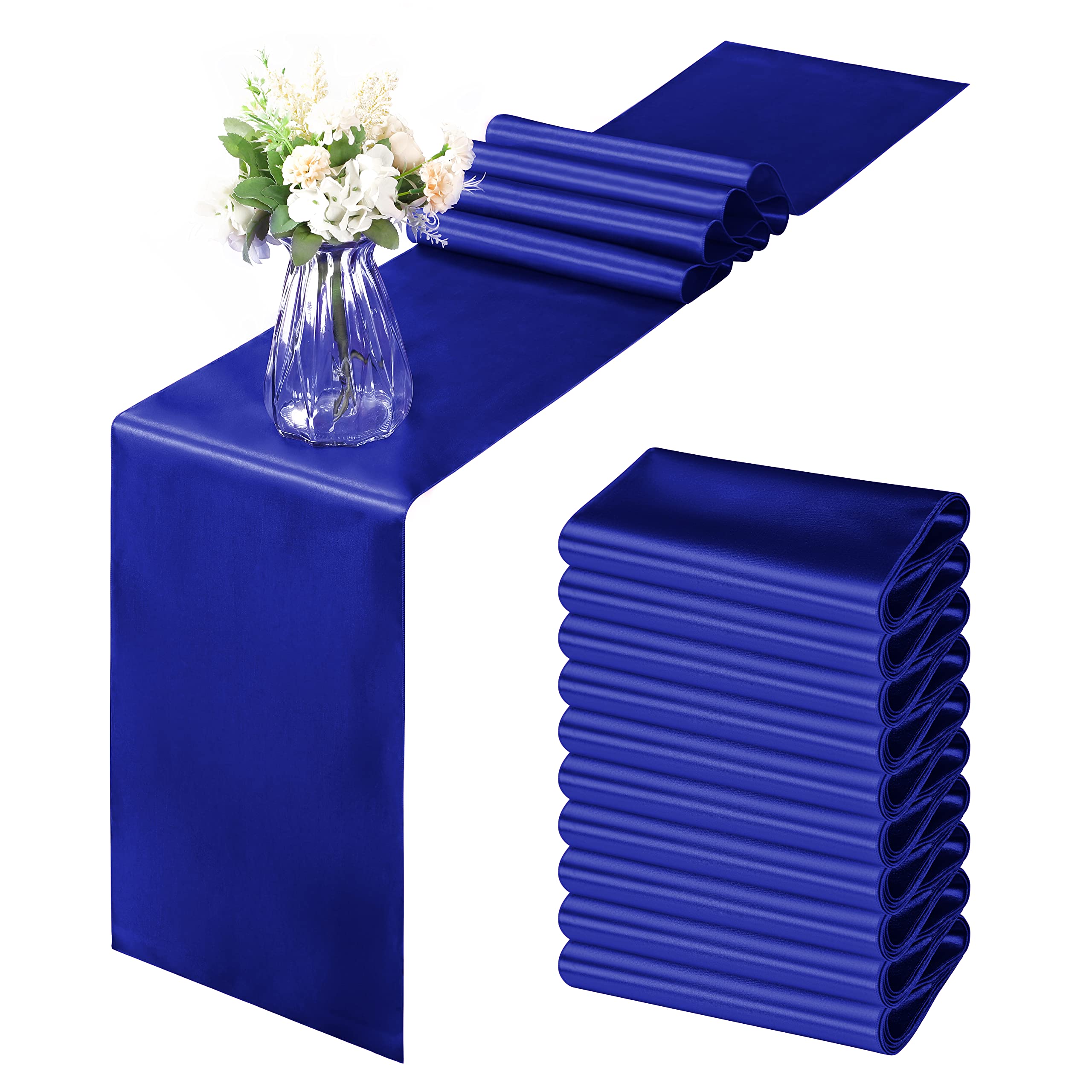 Amazon.com: Horbaunal 12 Pack Royal Blue Satin Table Runner 12 x 108 ...