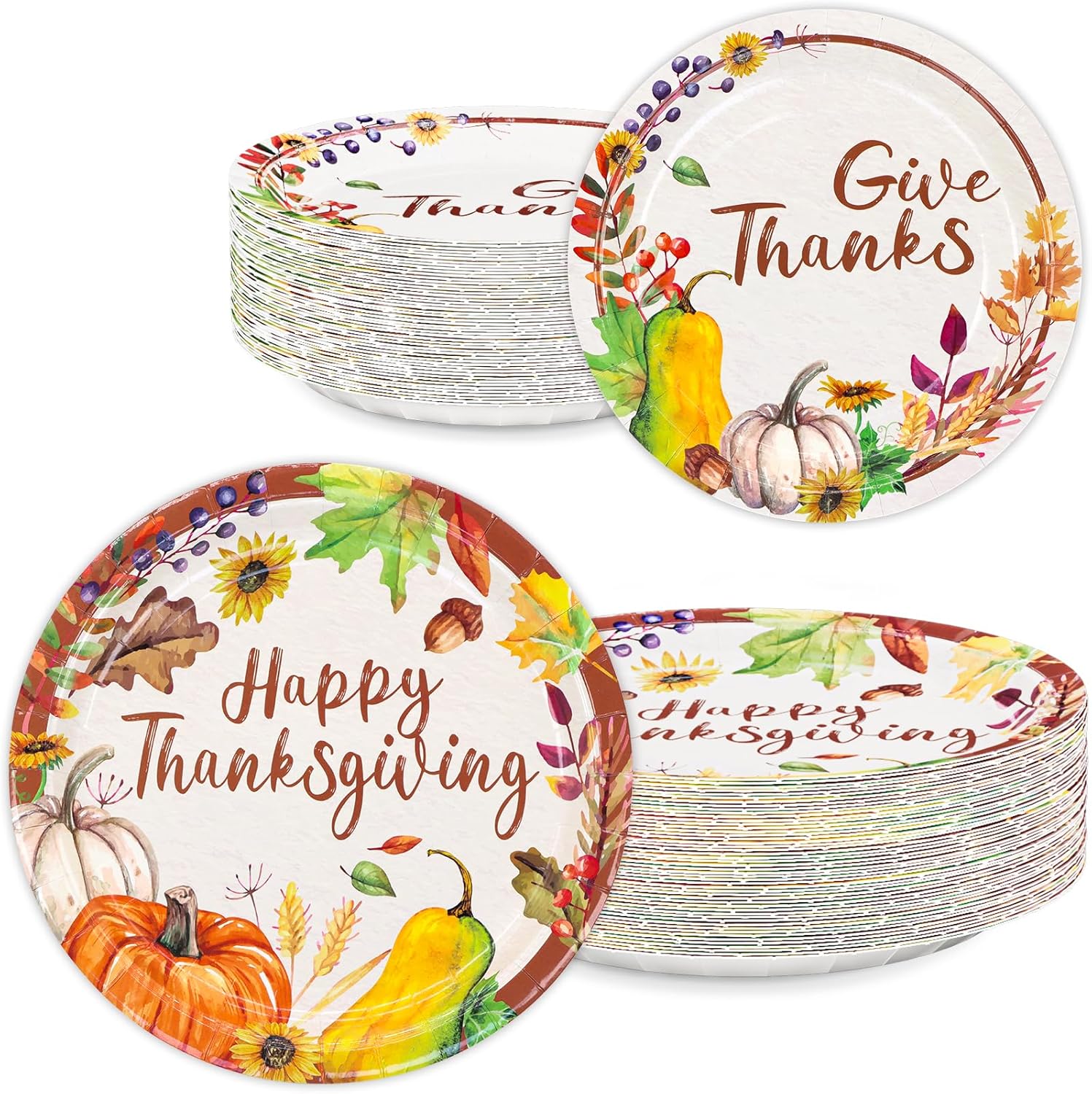 Amazon.com | ECOHOLA Pumpkin Harvest Thanksgiving Party Plates Bulk ...