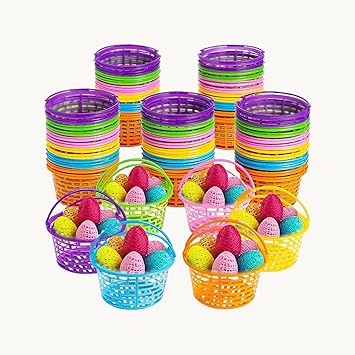 Amazon.com: Fun Express Easter Basket Bulk - 72 Pcs Colorful Plastic ...