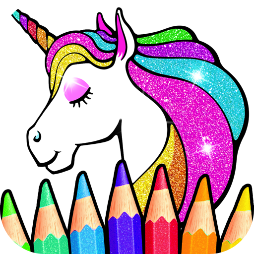 Rainbow Glitter Coloring Book - Unicorn Glitter Coloring Artist Games ...