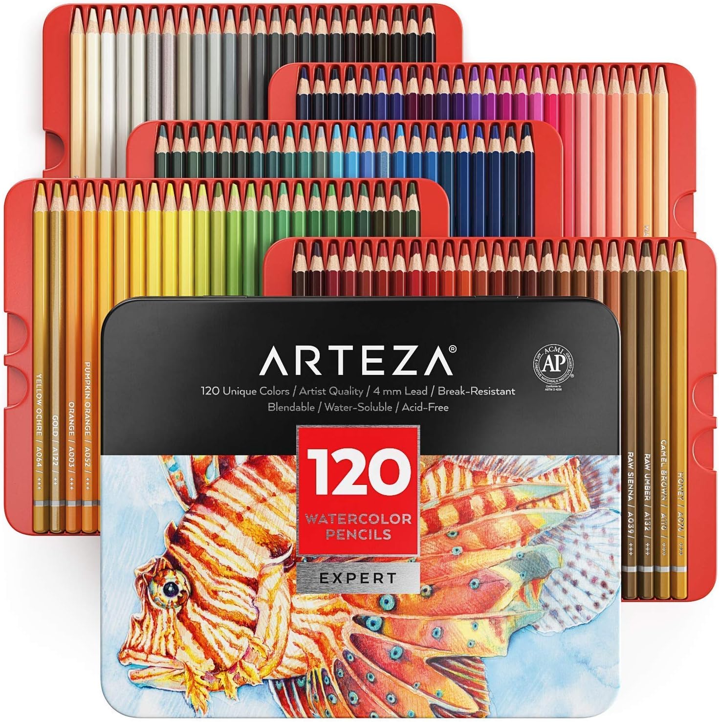 Amazon.com: Arteza Watercolor Colored Pencils for Adult Coloring, Set ...