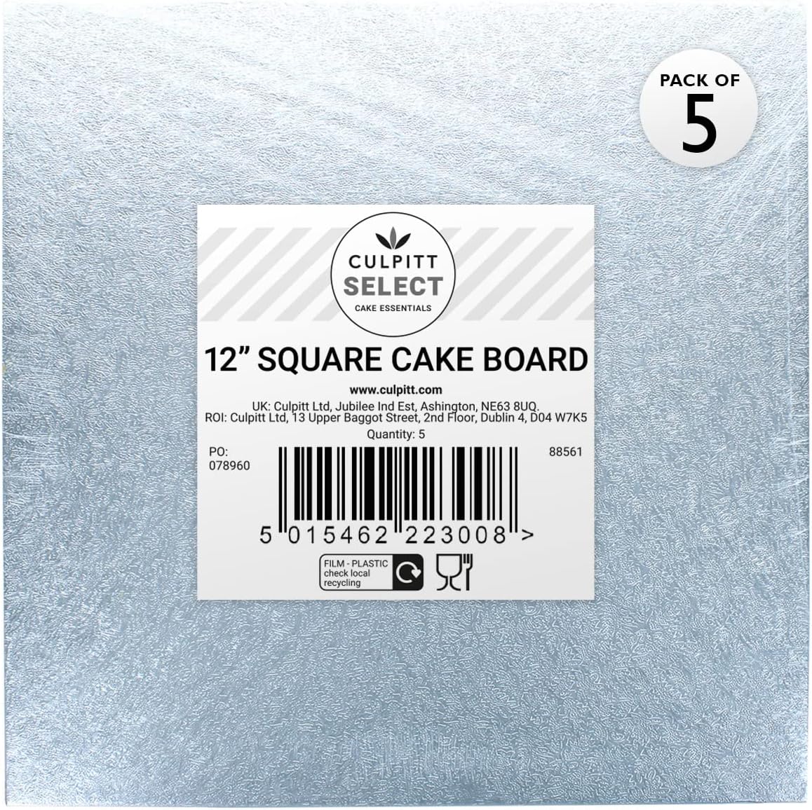 Culpitt Select 12" Cake Boards, Square, 12mm Thick Lightweight ...